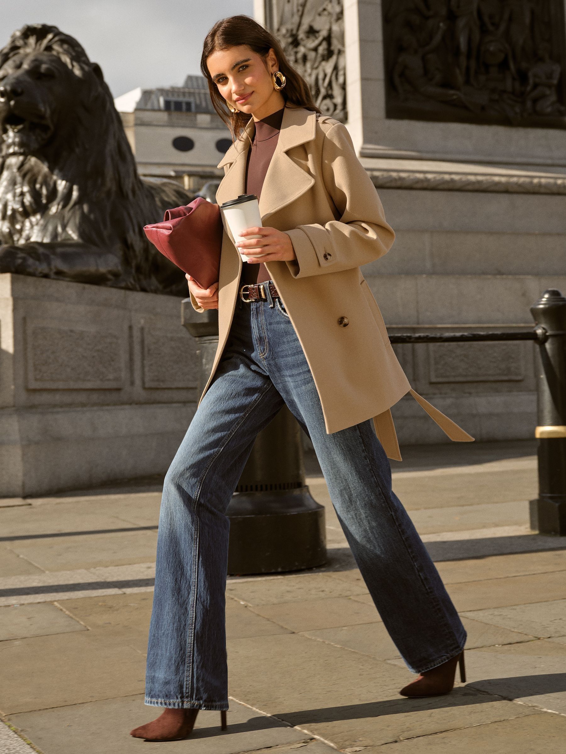 Buy Friends Like These Camel Brown Mid Length Belted Trench Coat from ...