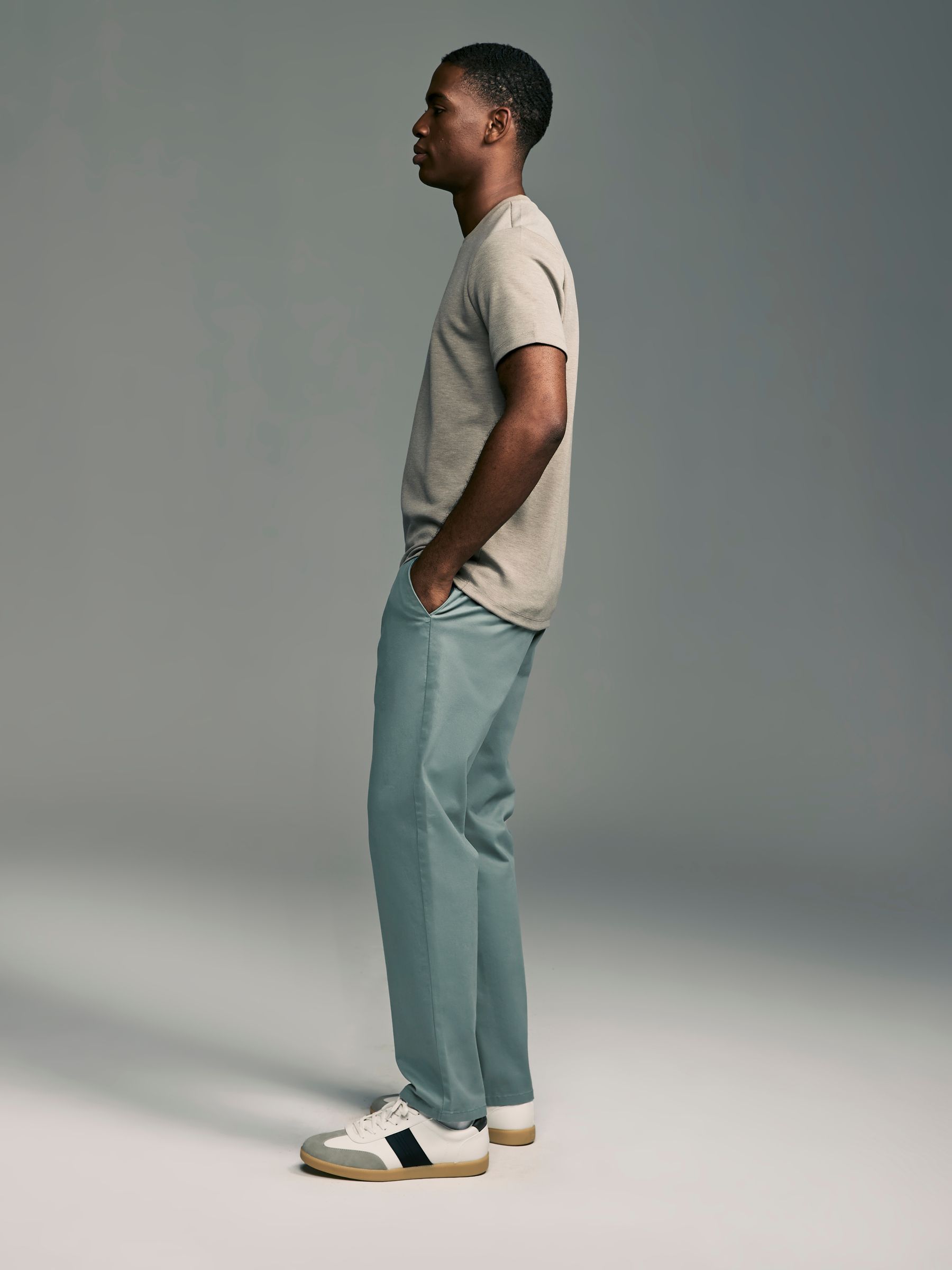 Buy Teal Blue Straight Fit Stretch Chinos Trousers from the Next UK ...