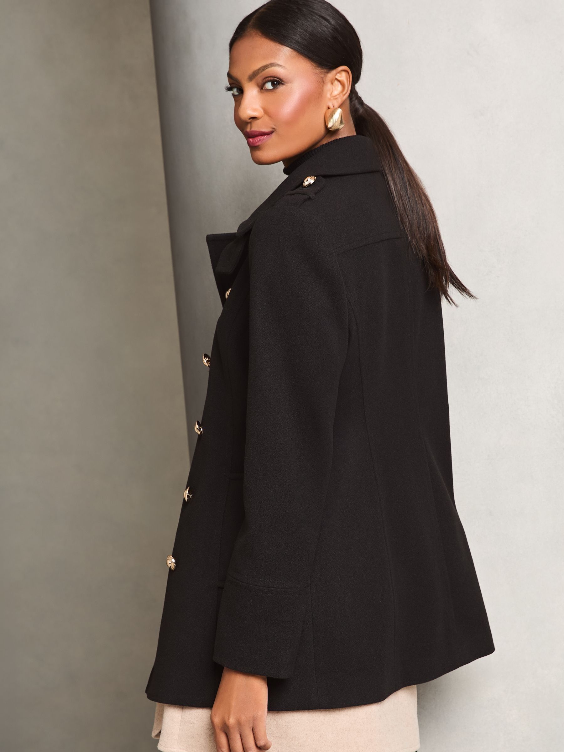 Buy Lipsy Black Smart Military Button Coat from the Next UK online shop