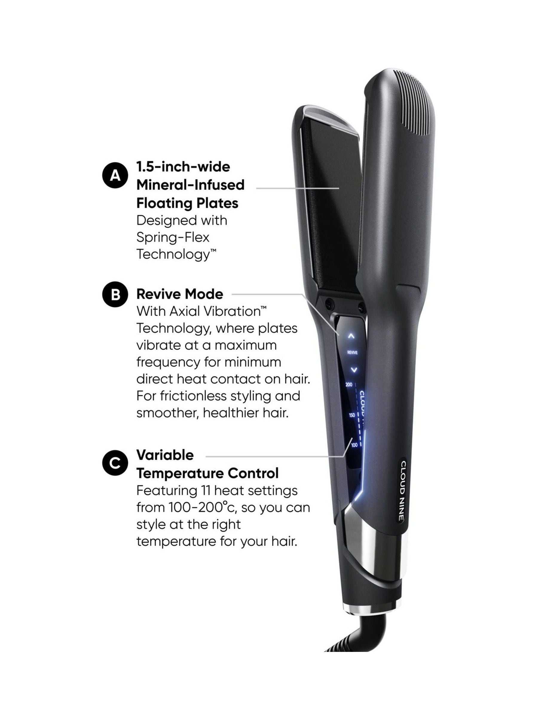 CLOUD NINE Starlight Grey The Wide Iron Starlight Collection Hair Straightener