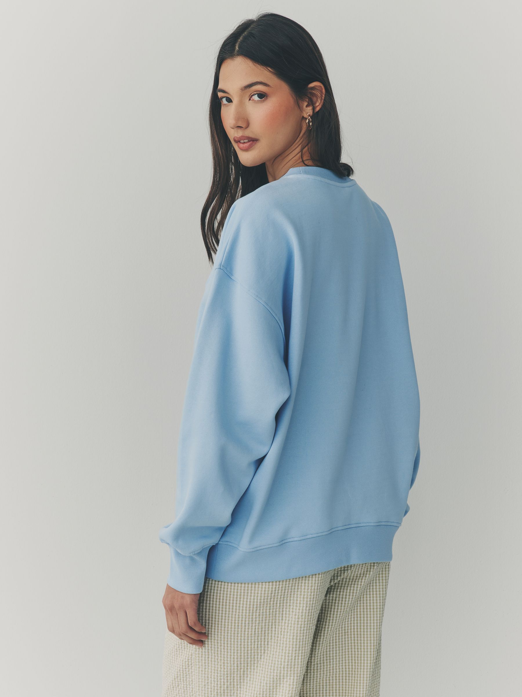 Buy Blue Heavy Boucle/Embroidery Graphic Crew Neck Sweatshirt from the ...