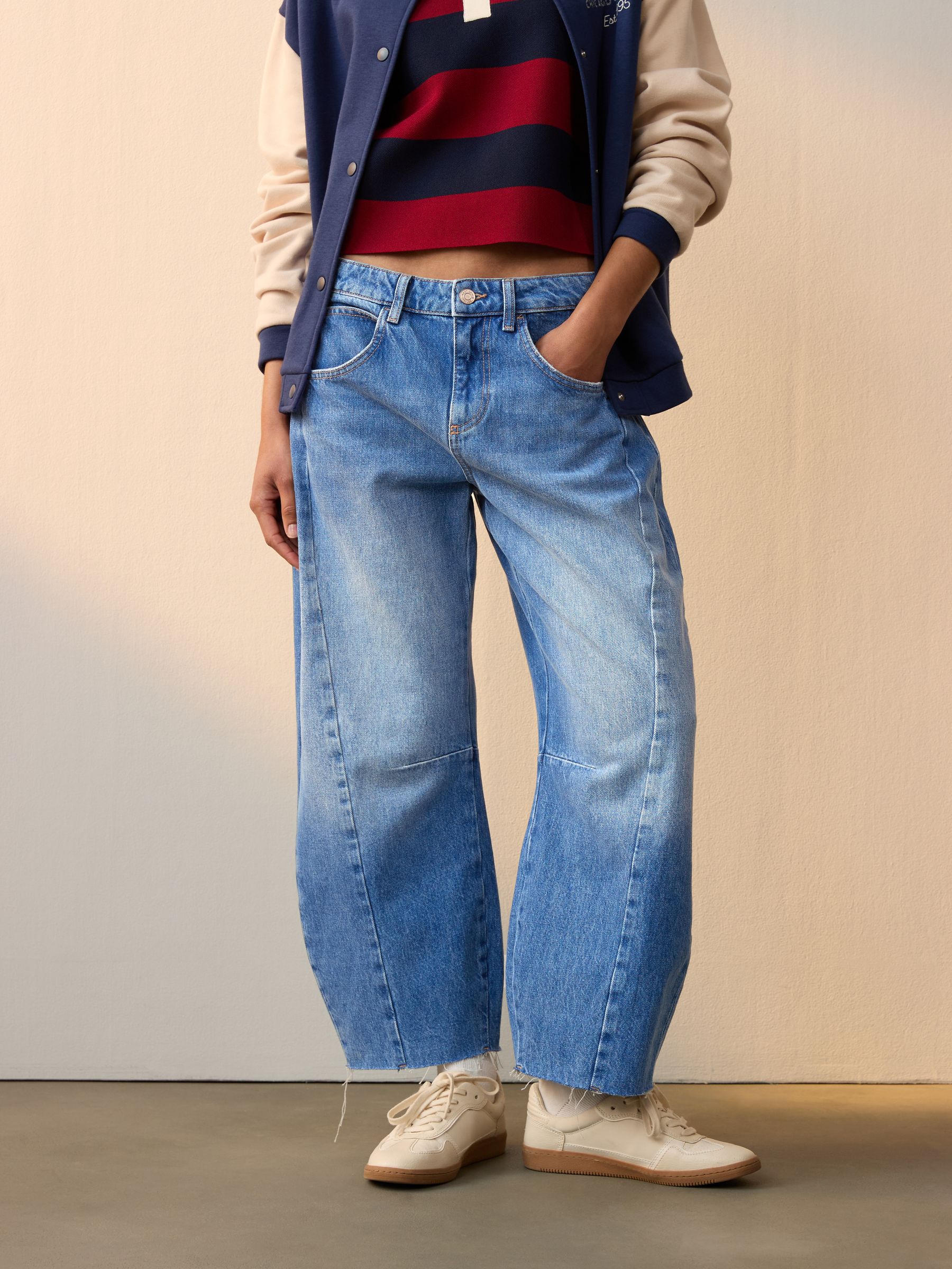 Buy Dark Blue Horseshoe Barrel 100% Cotton Jeans from the Next UK ...