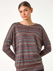 Buy Roman Blue Heart Print Drop Shoulder Stretch Top from the Next UK ...