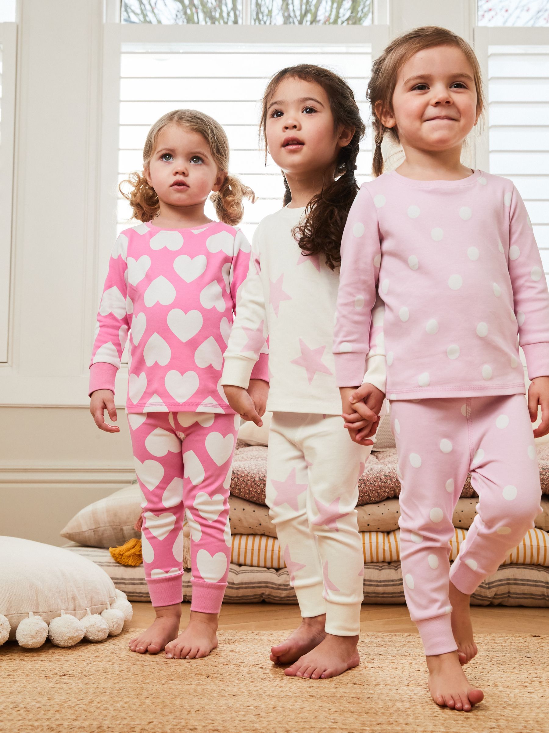 Buy Pink Heart/Star Stampy Snuggle Pyjamas 3 Pack (9mths-12yrs) from ...