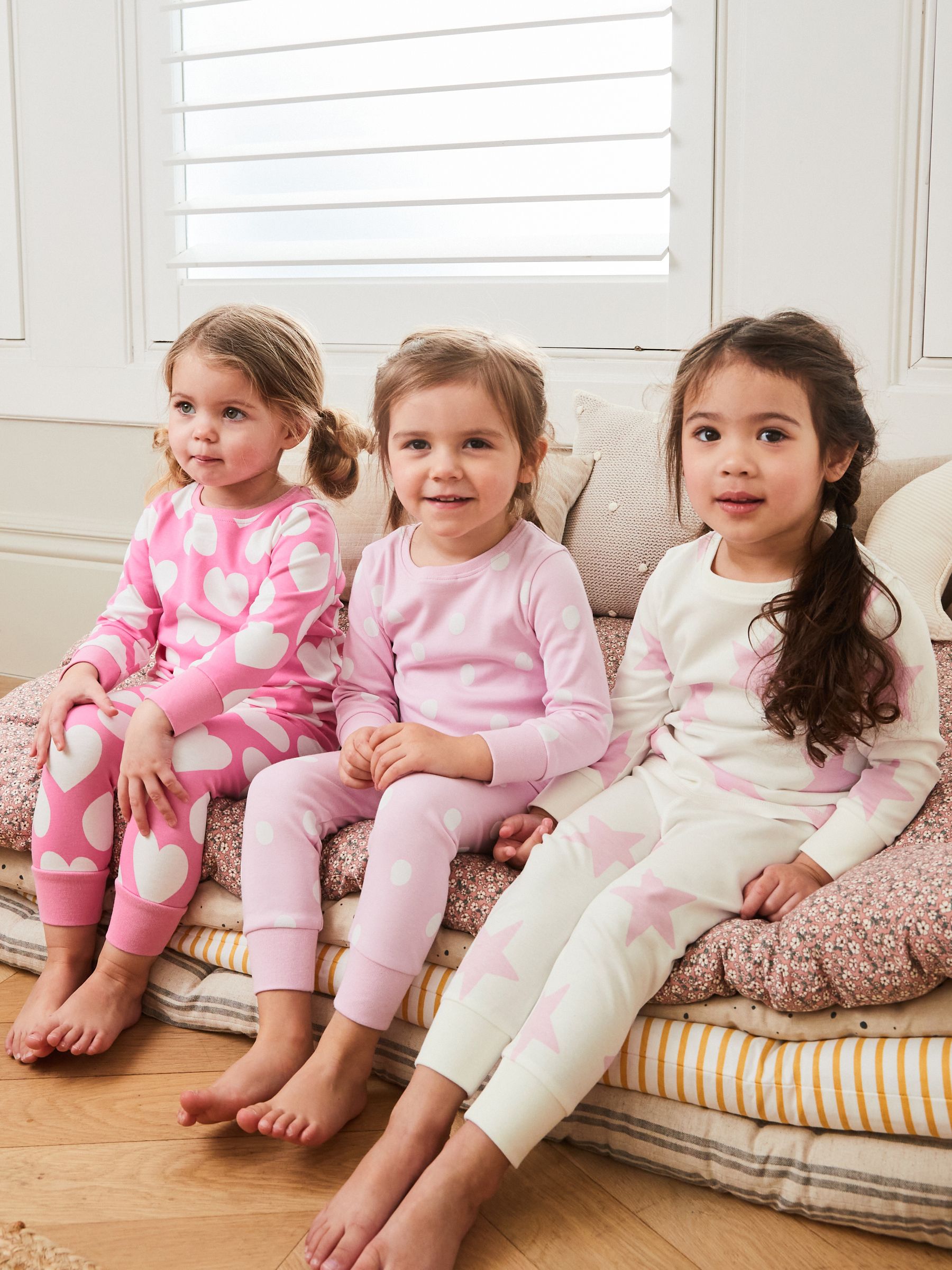 Buy Pink Heart/Star Stampy Snuggle Pyjamas 3 Pack (9mths-12yrs) from ...
