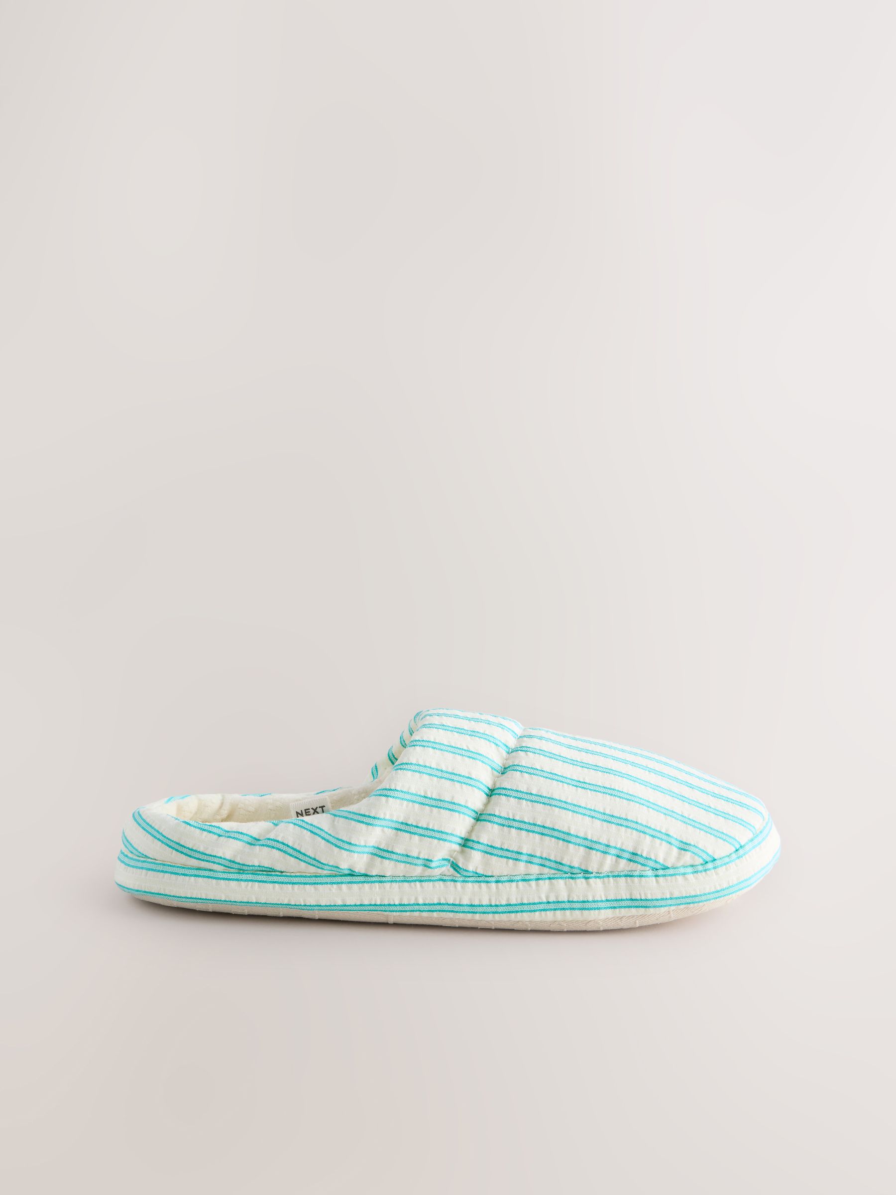 Buy Green Stripe Textured Nylon Mule Slippers from Next Saudi Arabia