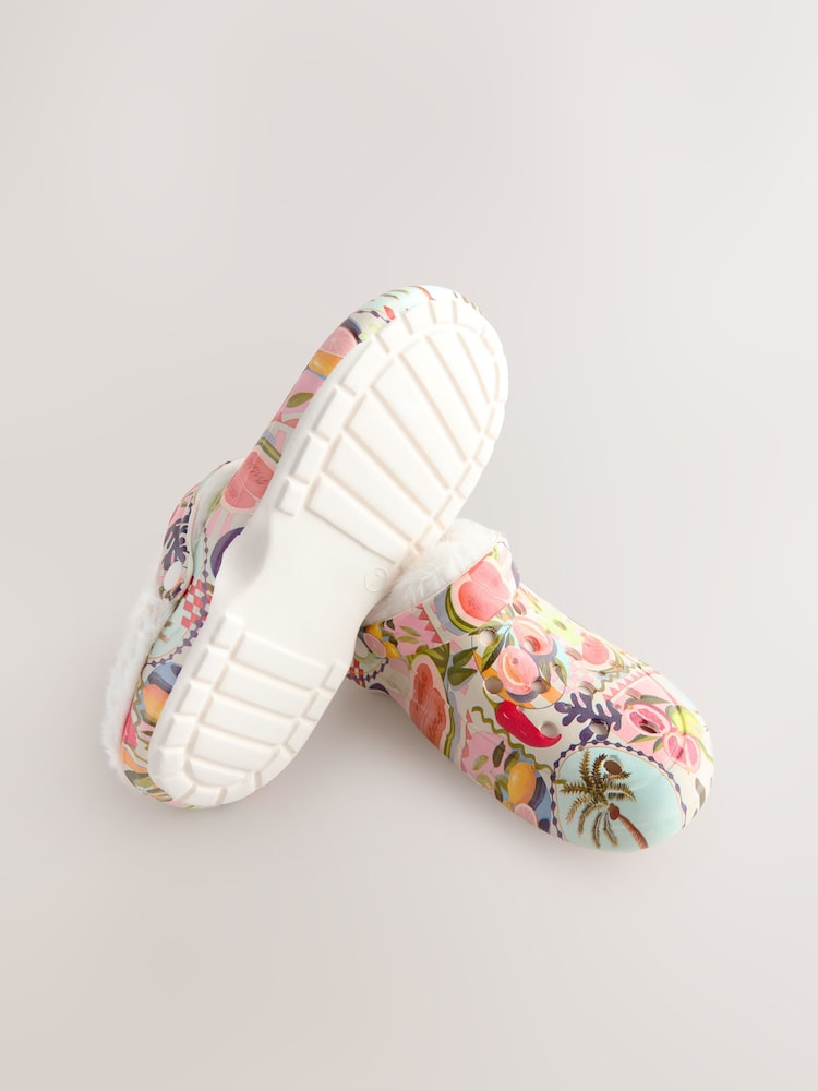 Buy Multi Fruit Print Faux Fur Lined Clog Slippers from Next Australia