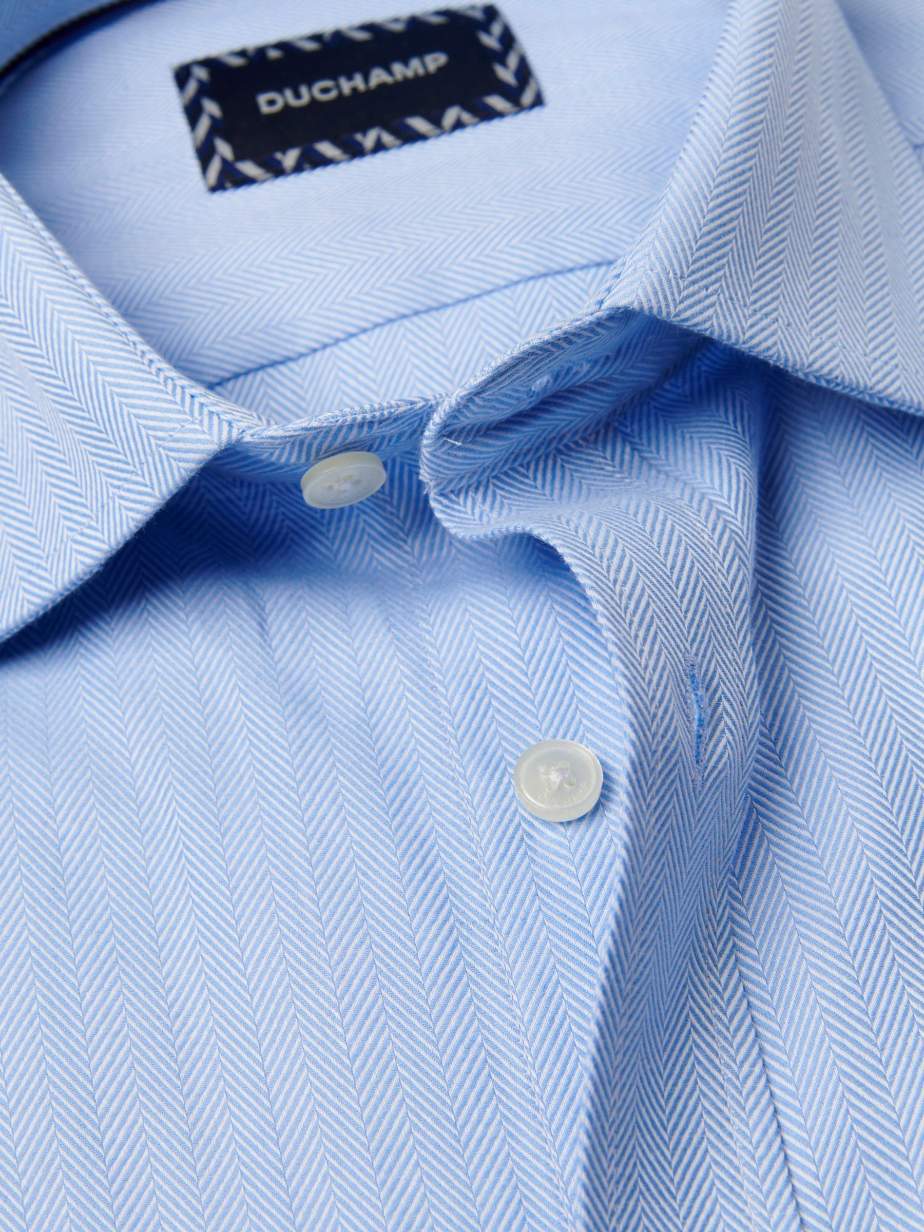 Buy Duchamp Blue Duchamp Mens Royal Herringbone 100% Cotton Shirt from ...