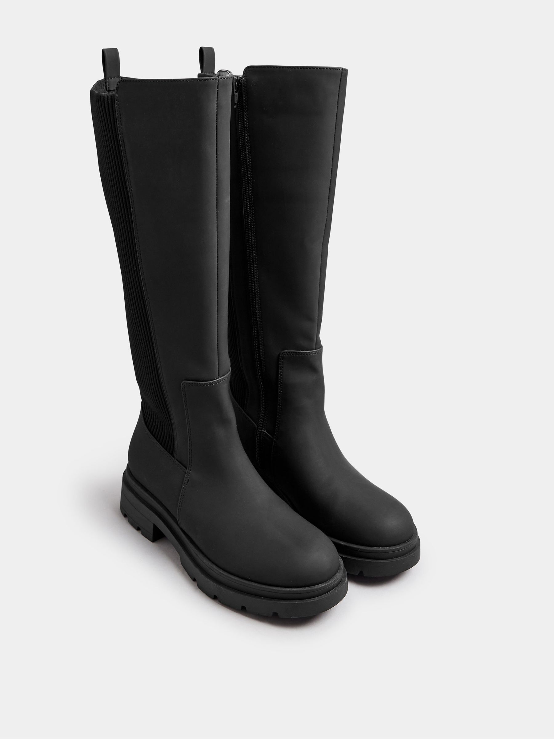 Buy Yours Curve Black Wide Fit Extra Wide Fit Sock Panel Knee High ...