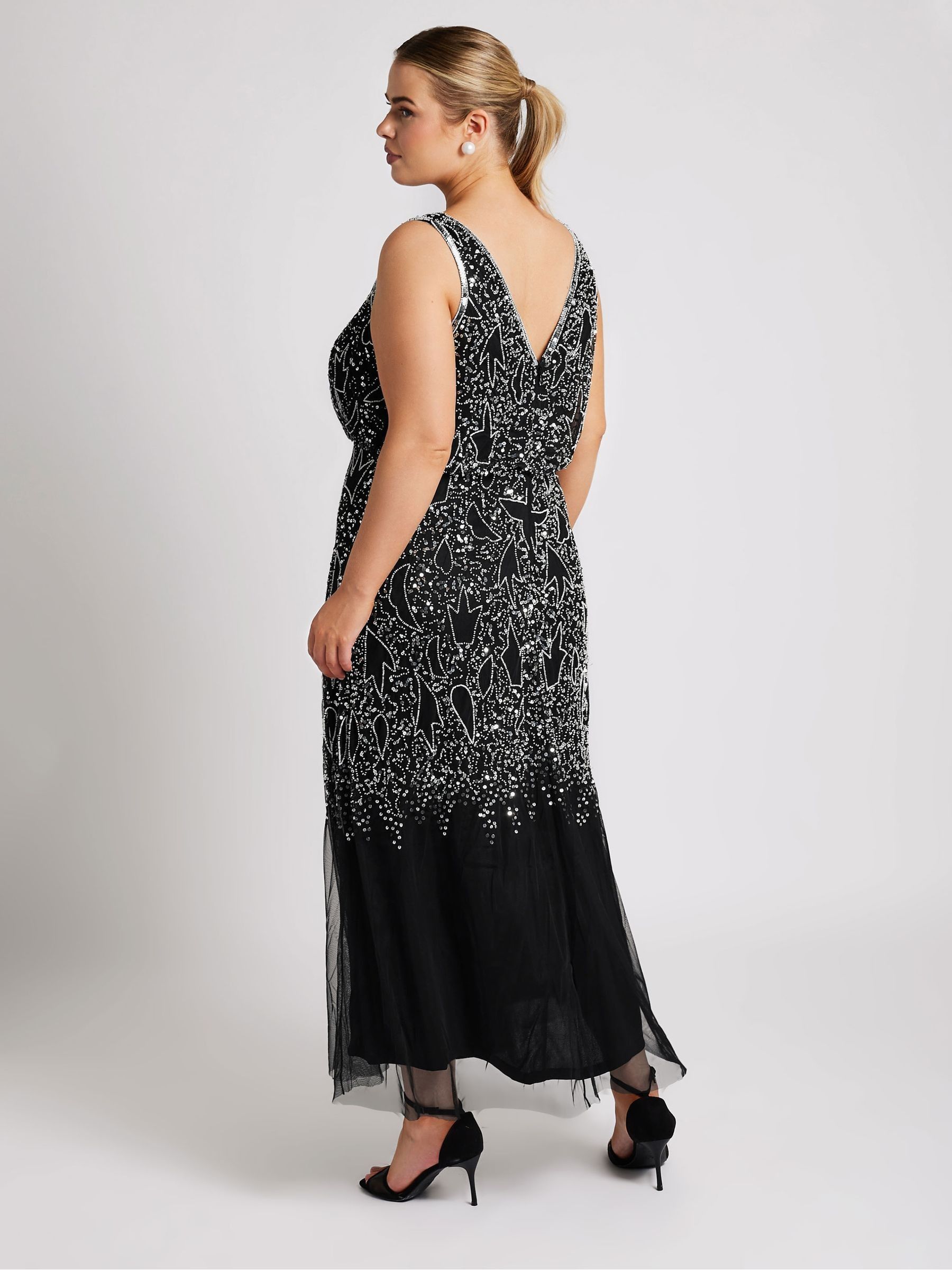 Buy Yours Curve Black Luxe Abstract Embellished Maxi Dress from the ...