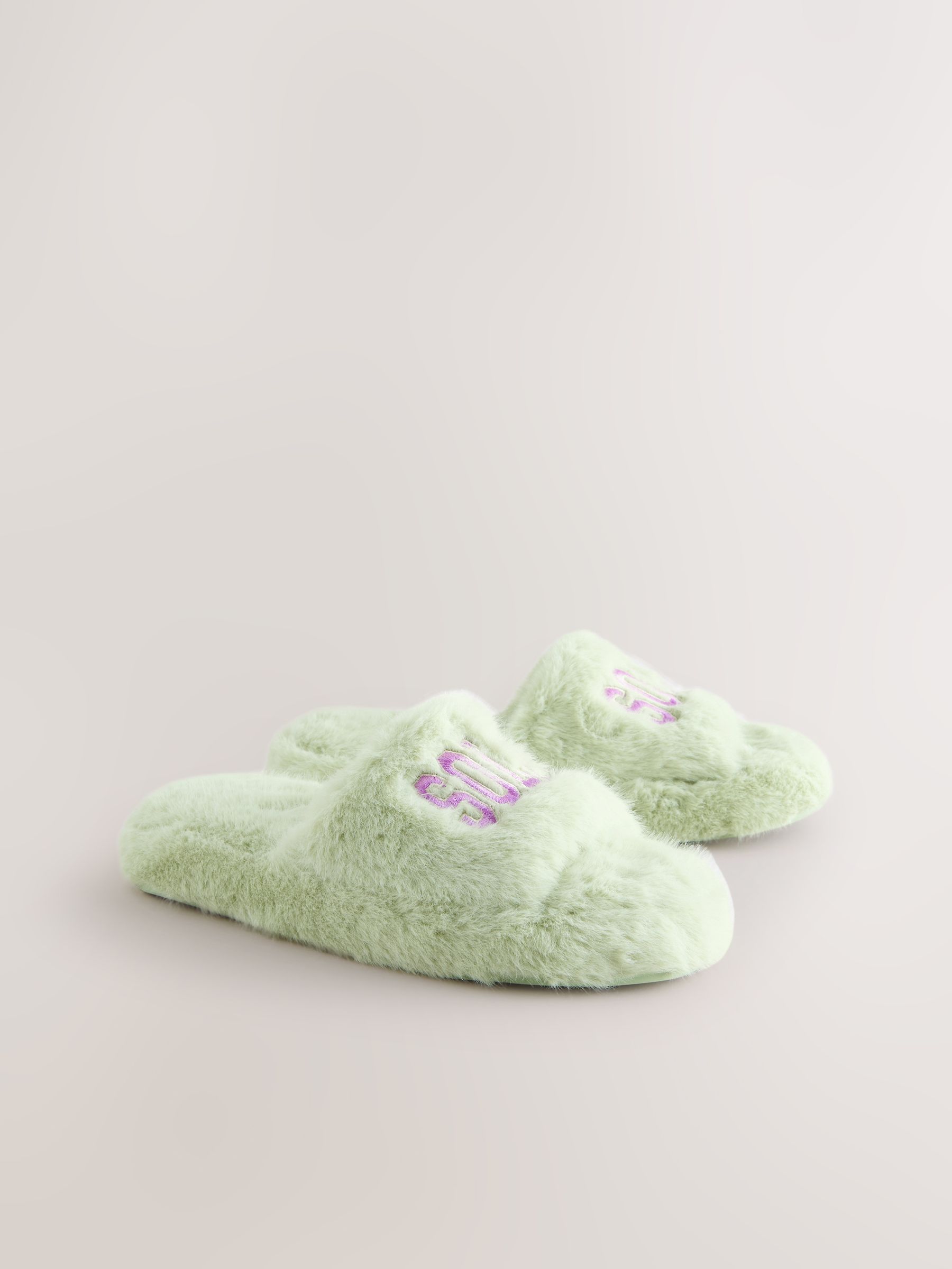 Buy Green Soleil Faux Fur Sliders Slippers from the Next UK online shop