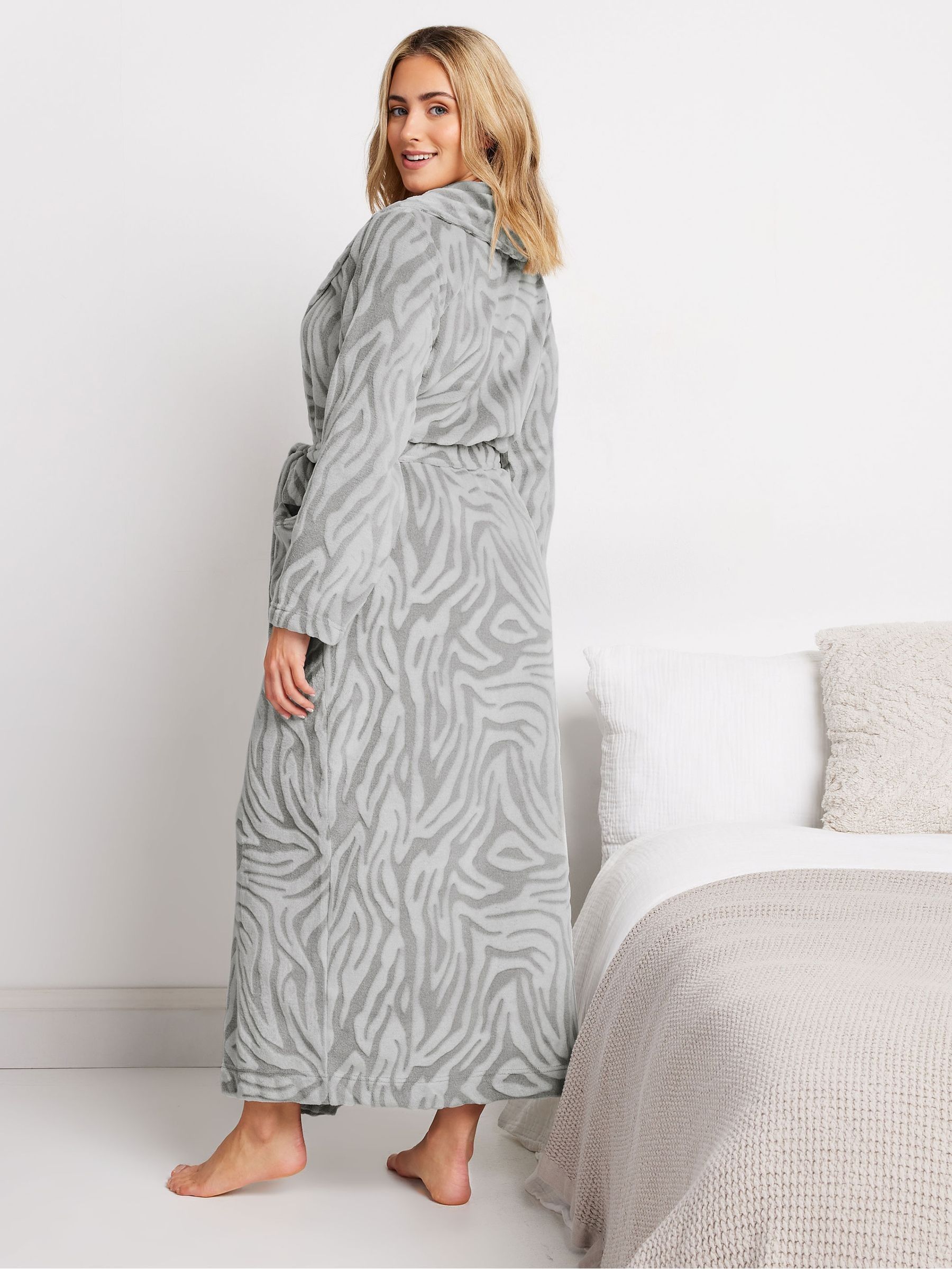 Buy M&Co Grey Zebra Shawl Collar Maxi Robe from the Next UK online shop