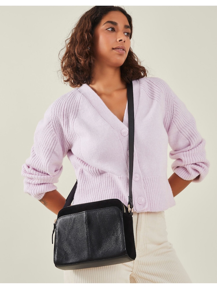 Buy Accessorize Black Double Zip Leather Crossbody Bag from the Next UK ...