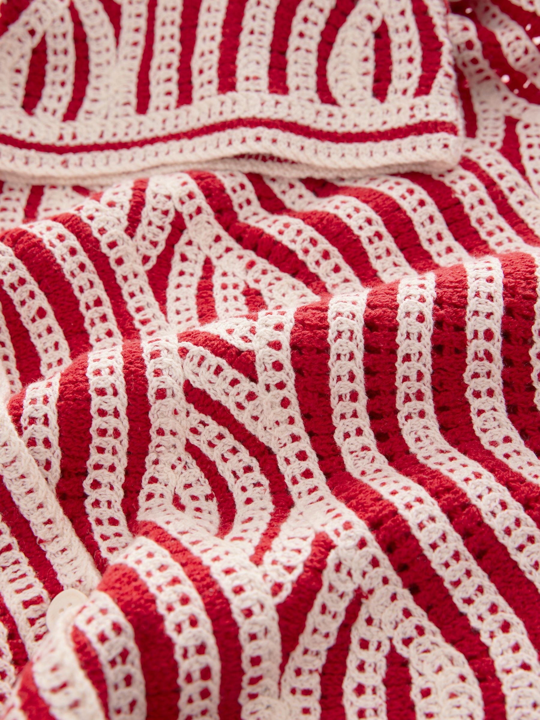 Buy Red Ecru Wave Crochet Collared Short Sleeve Shirt from the Next UK ...