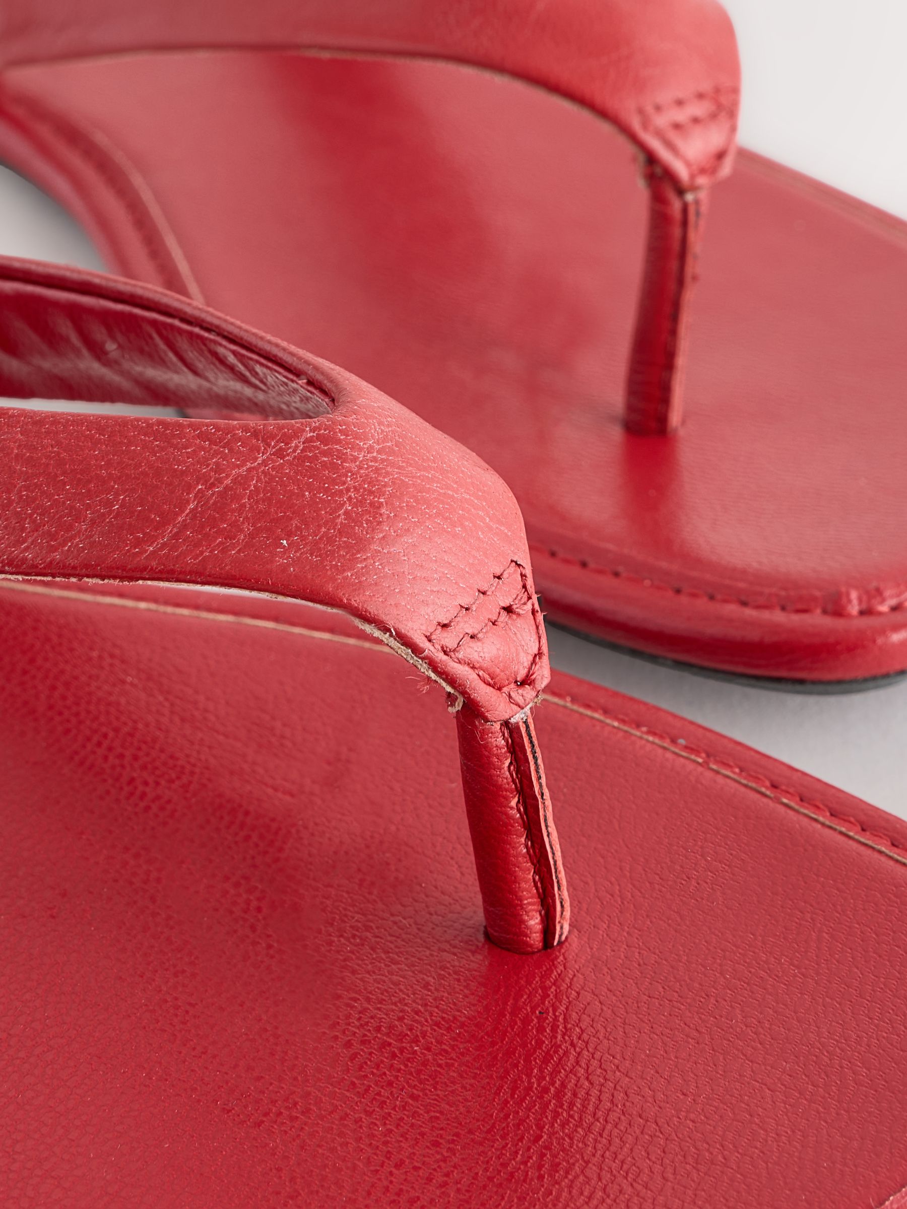 Buy Red Leather Standard/Wide Fit Square Toe Thong Sandals from the ...