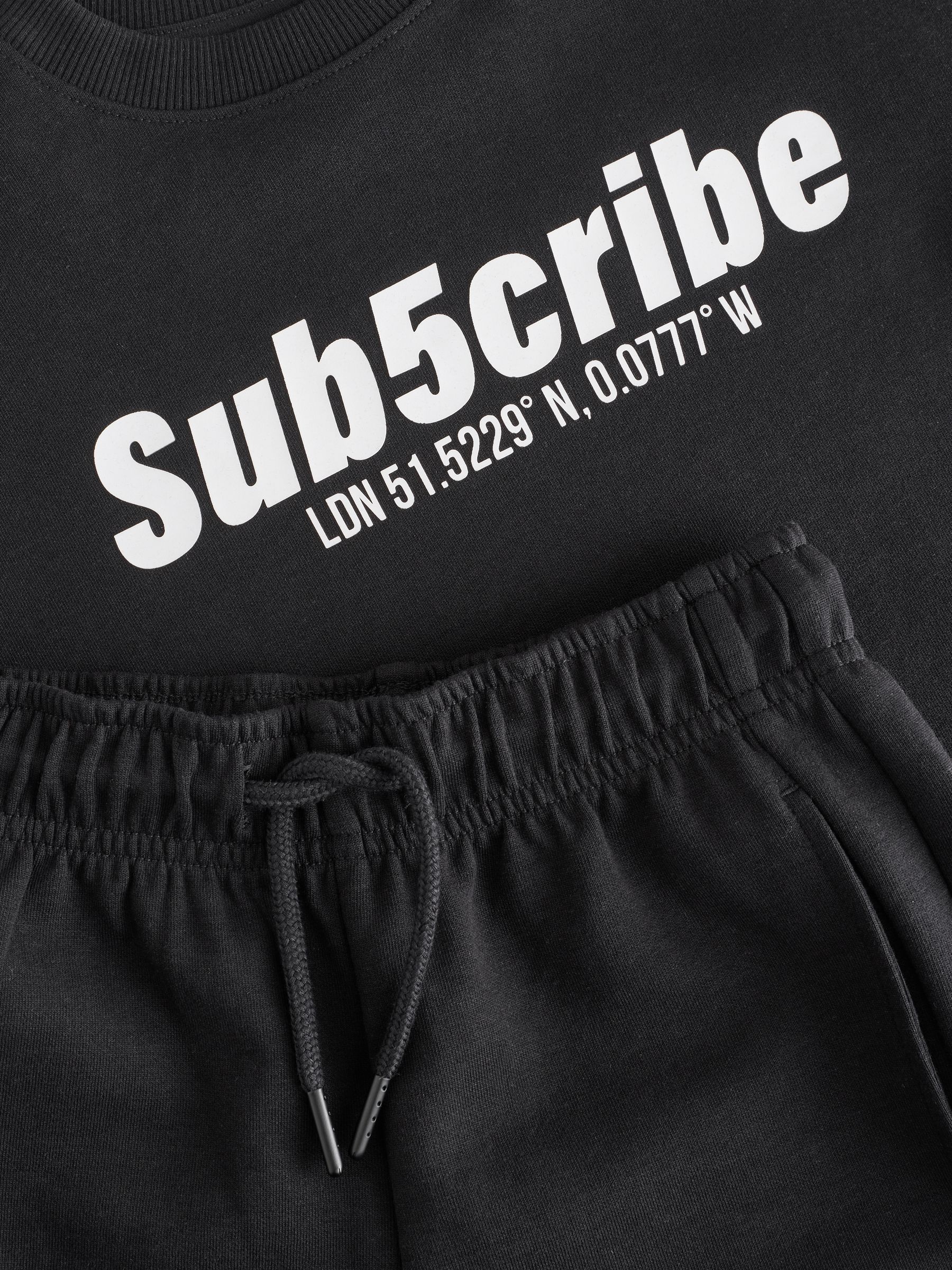 Buy Black Subscribe Short Sleeve T-Shirt and Shorts Set (3-16yrs) from ...