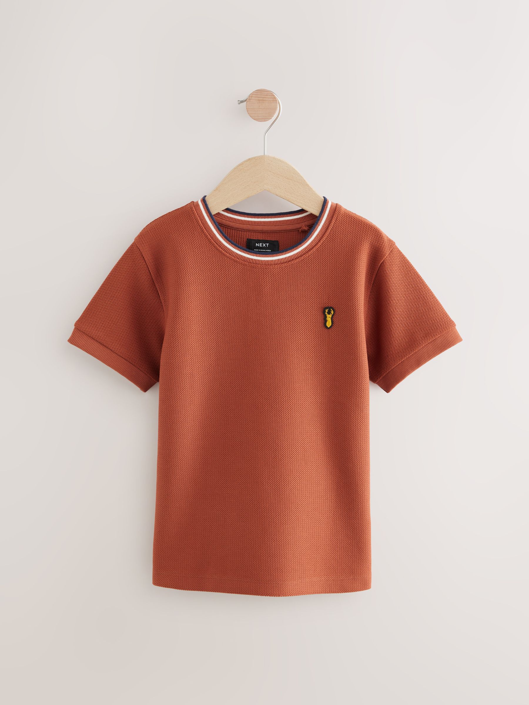 Buy Rust Brown Short Sleeve Textured T-Shirt (3-16yrs) from the Next UK ...
