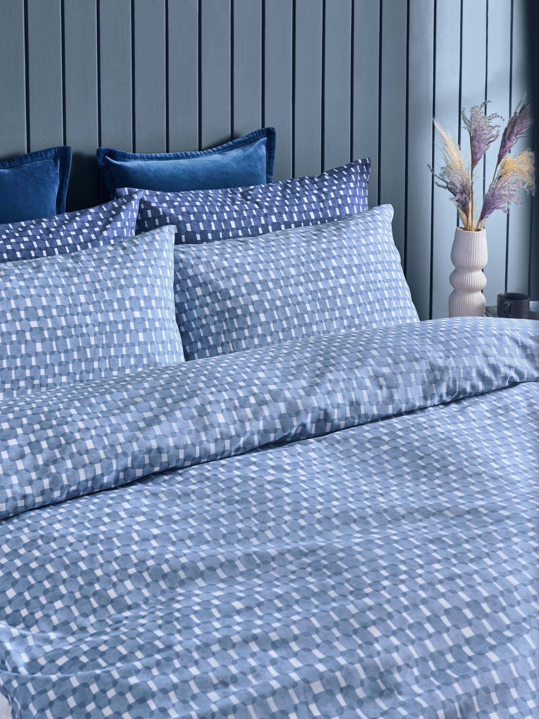 Buy 2 Pack Blue/White Reversible Duvet Covers and Pillowcases Set from ...