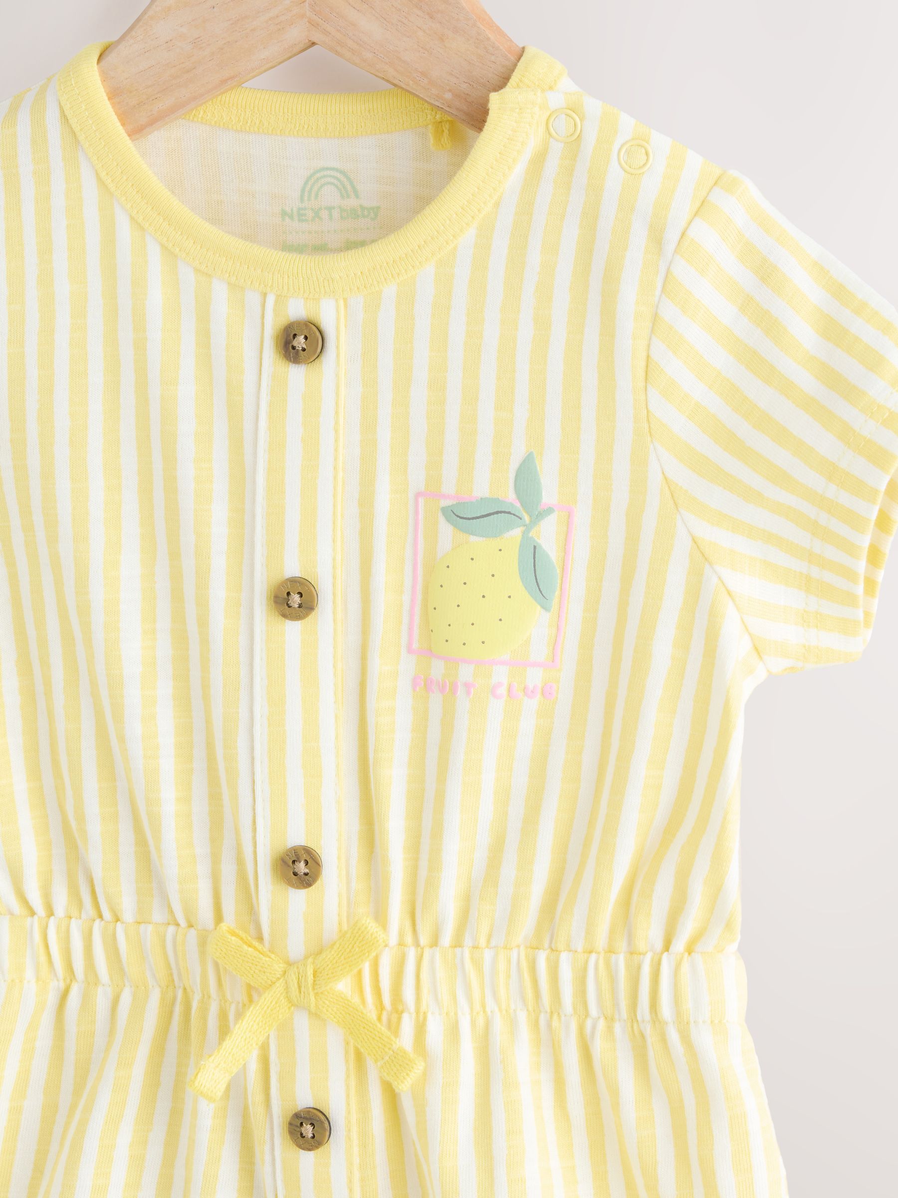 Buy Yellow Stripe Lemon Jersey Slogan Baby Romper from the Next UK ...