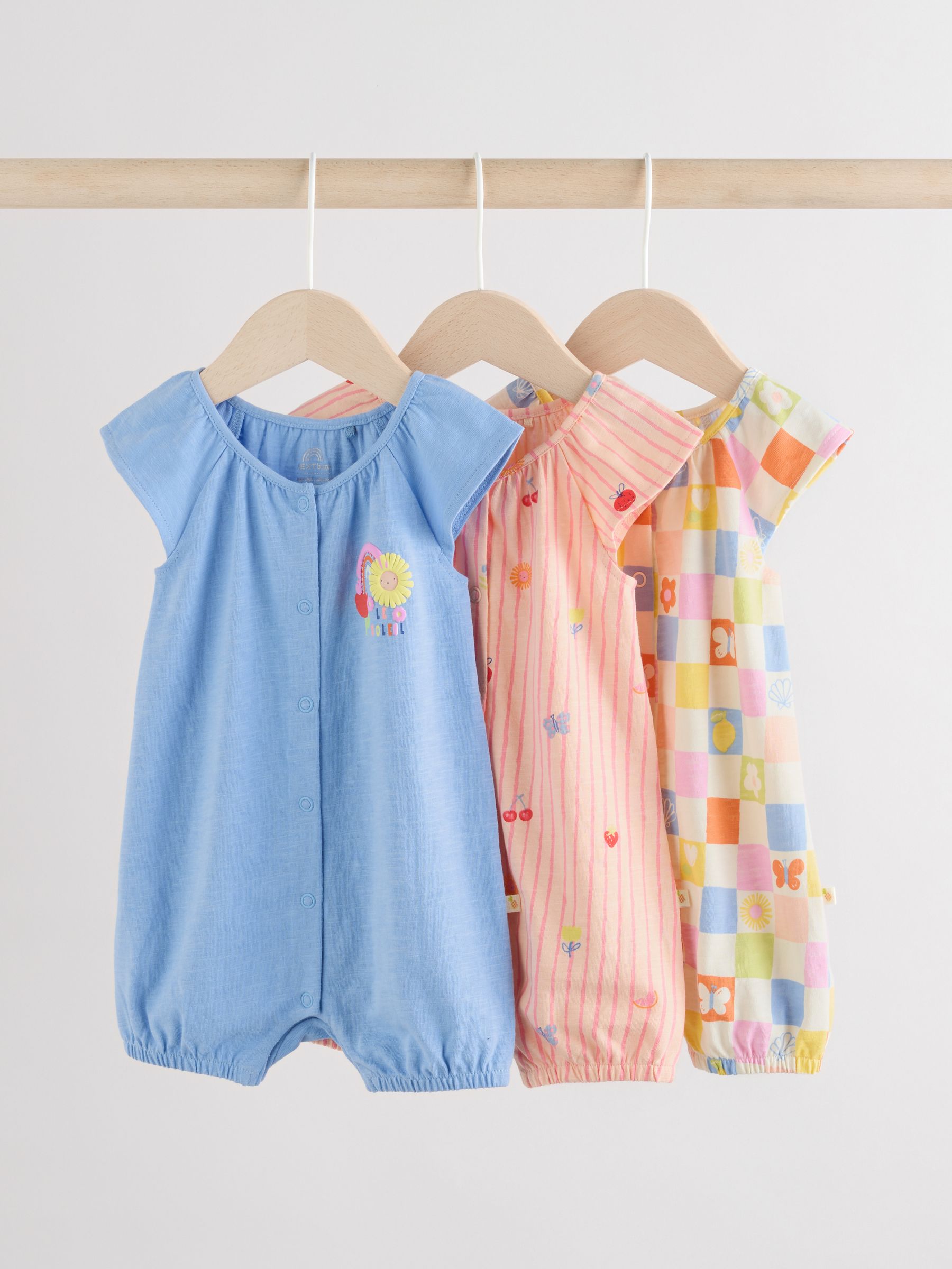 Buy Bright Multi Colour Printed Embroidered Baby 3 Pack Rompers from ...
