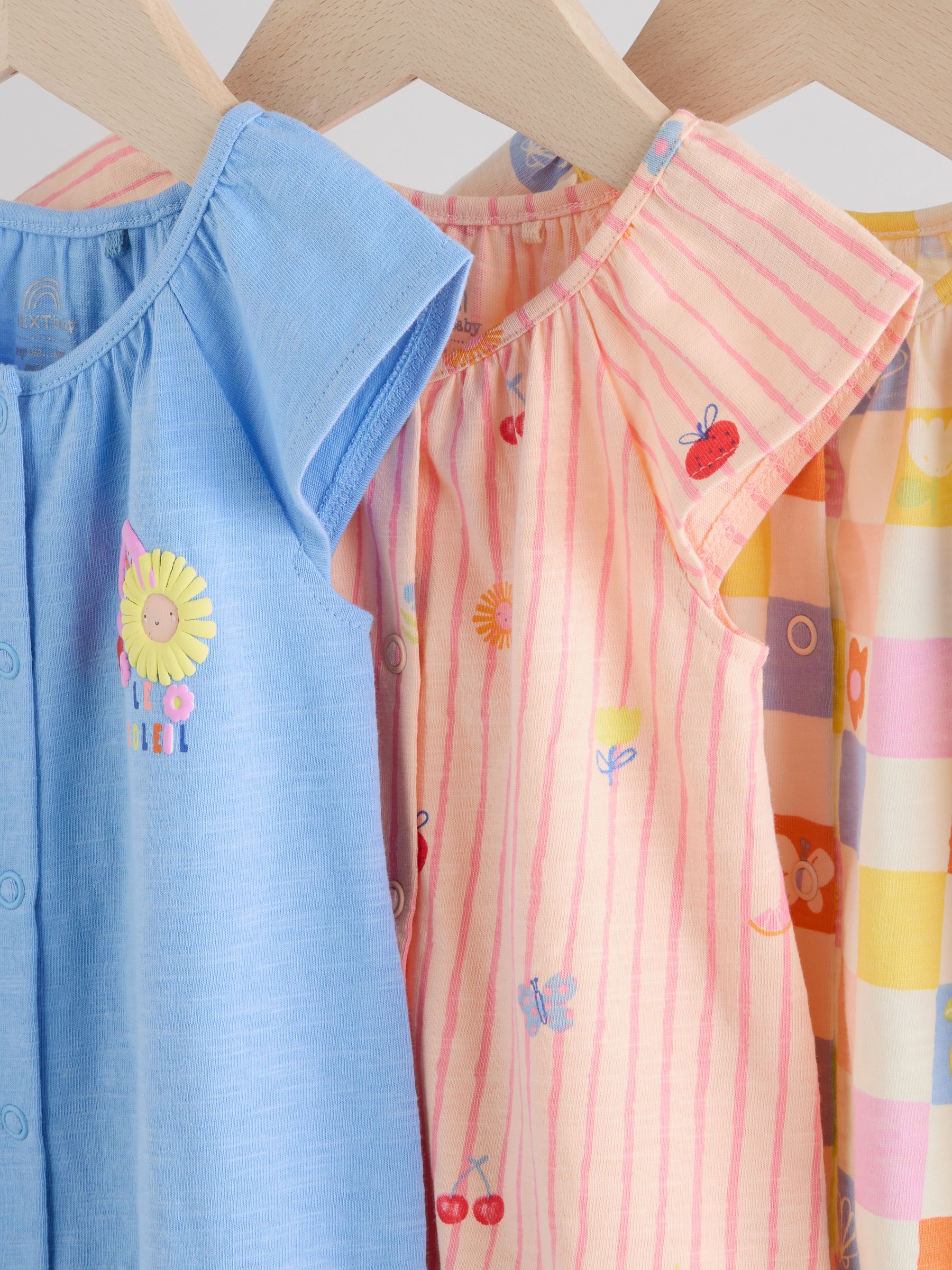 Buy Bright Multi Colour Printed Embroidered Baby 3 Pack Rompers from ...