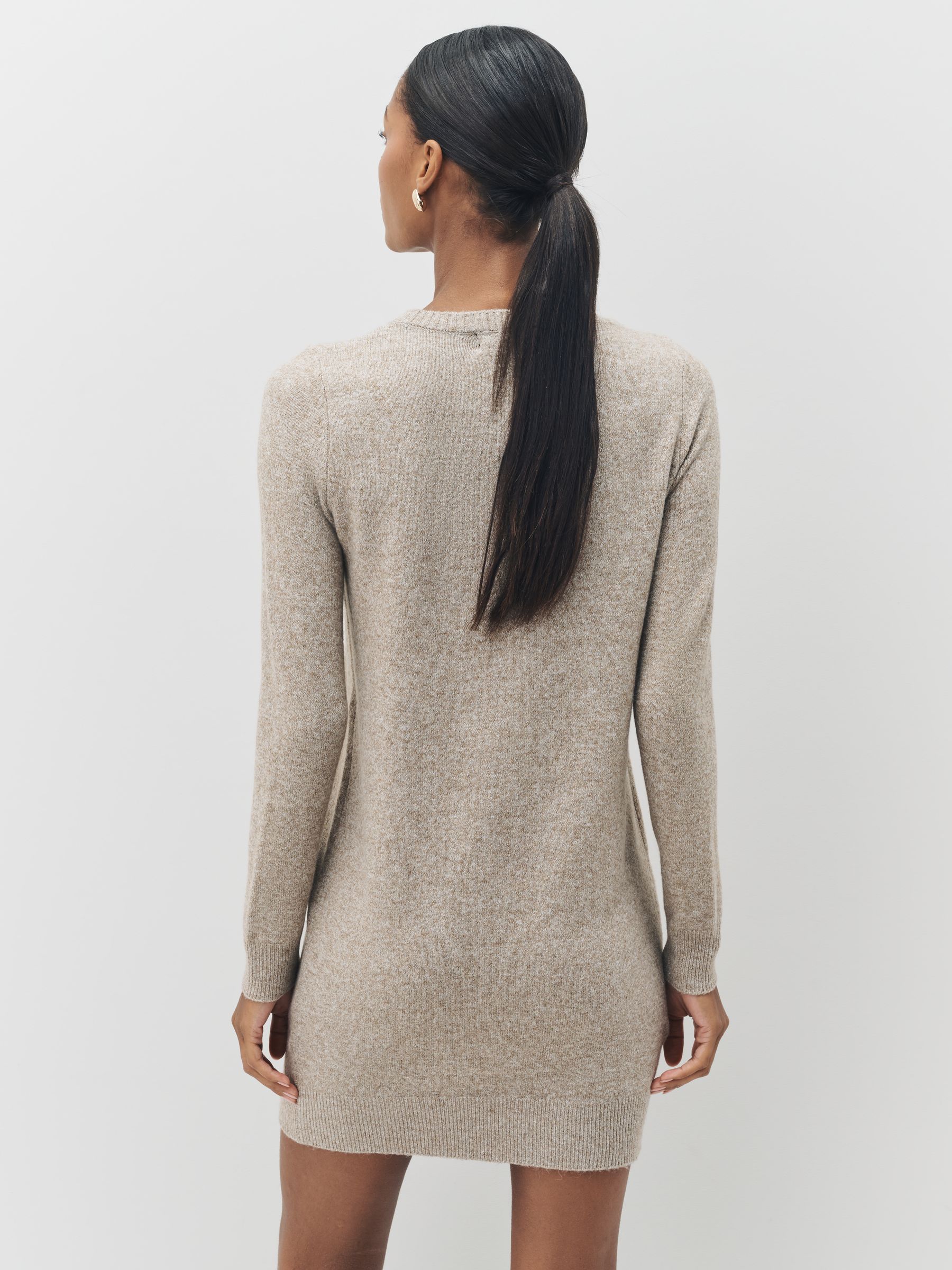 Buy VERO MODA Natural Soft Touch Round Neck Knitted Jumper Dress from ...