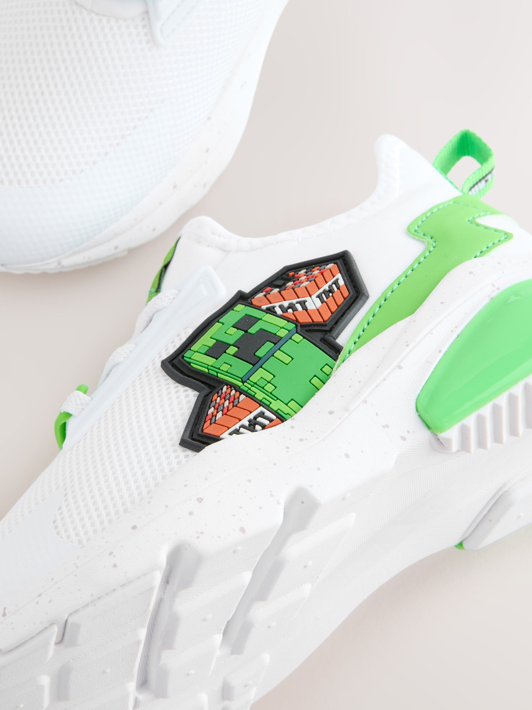 Buy White Standard Fit (F) Minecraft Elastic Lace Trainers from Next ...