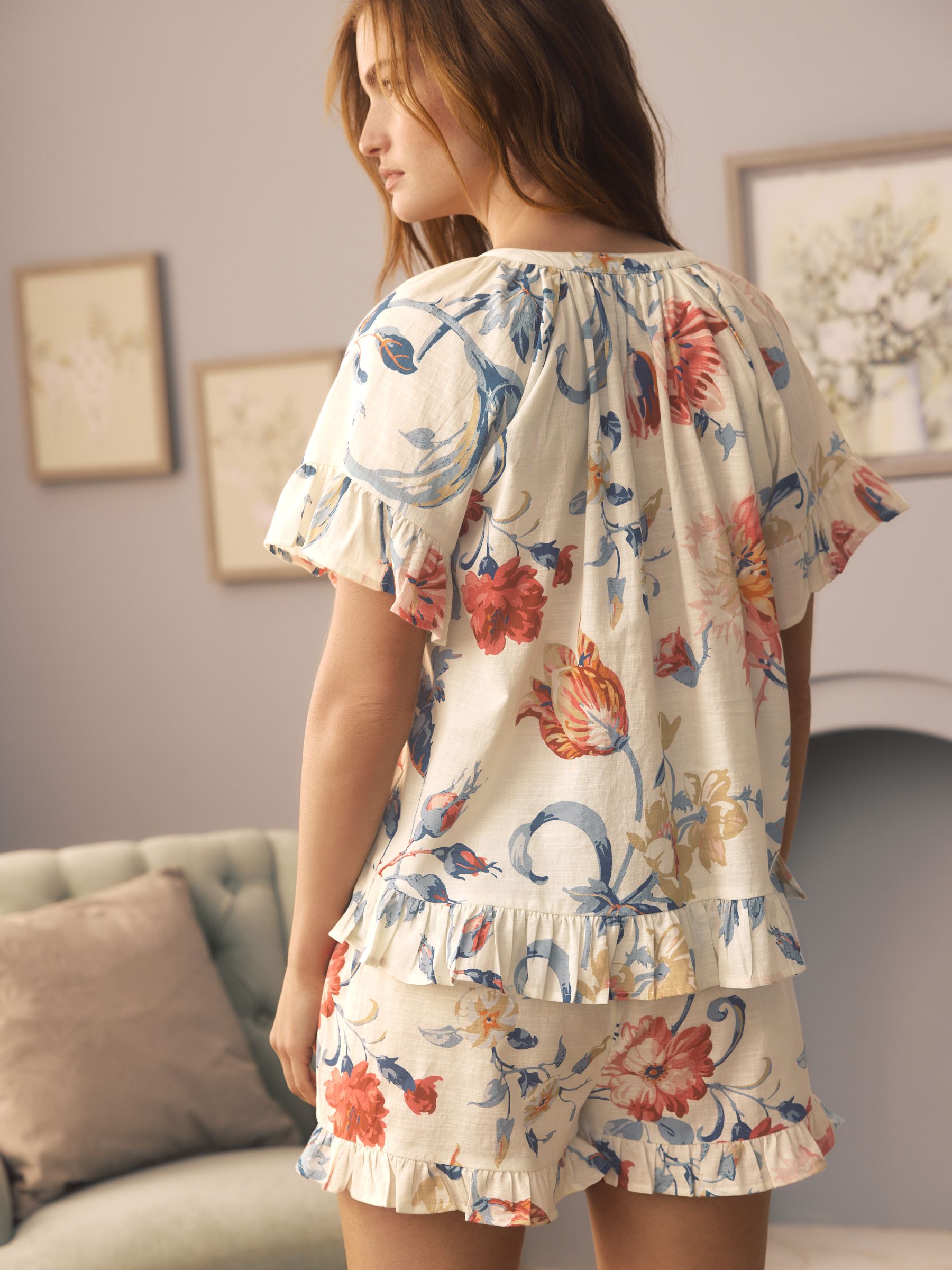 Buy Laura Ashley Ecru Rosalind 100% Cotton Woven Short Set Pyjamas from ...