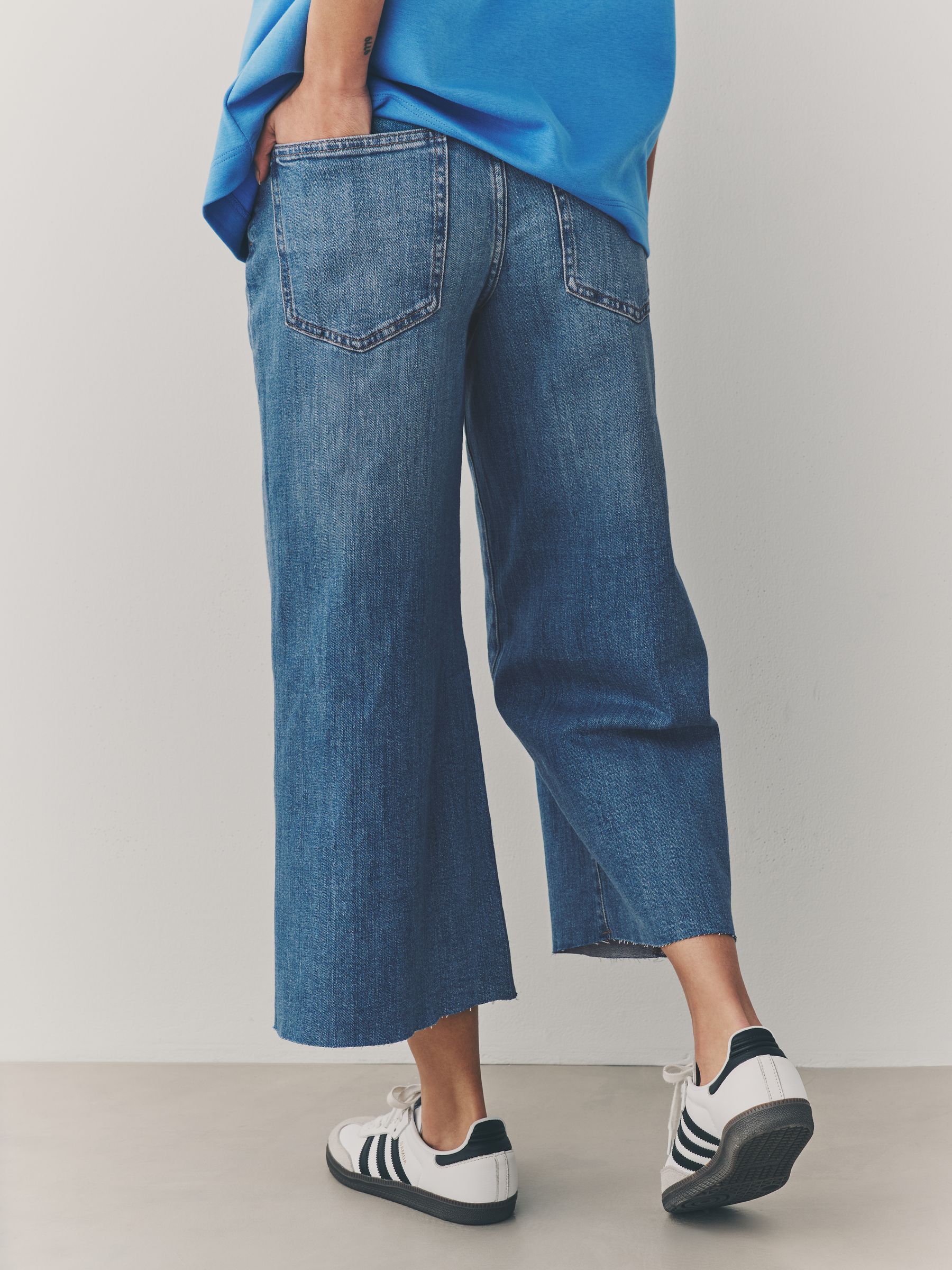 Buy Mid Blue Crop Wide Leg Jeans from the Next UK online shop