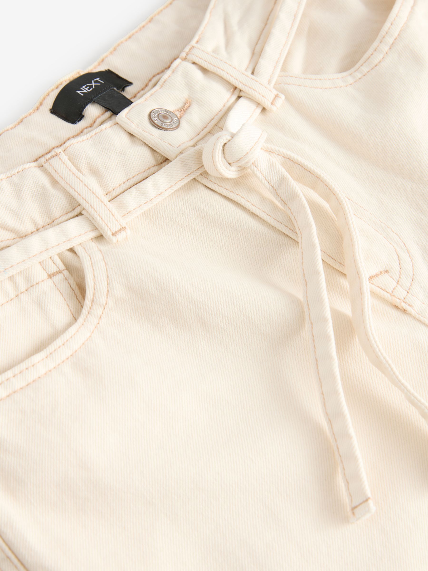 Buy Ecru Tie-Waist Cropped Wide Leg Jeans from the Next UK online shop