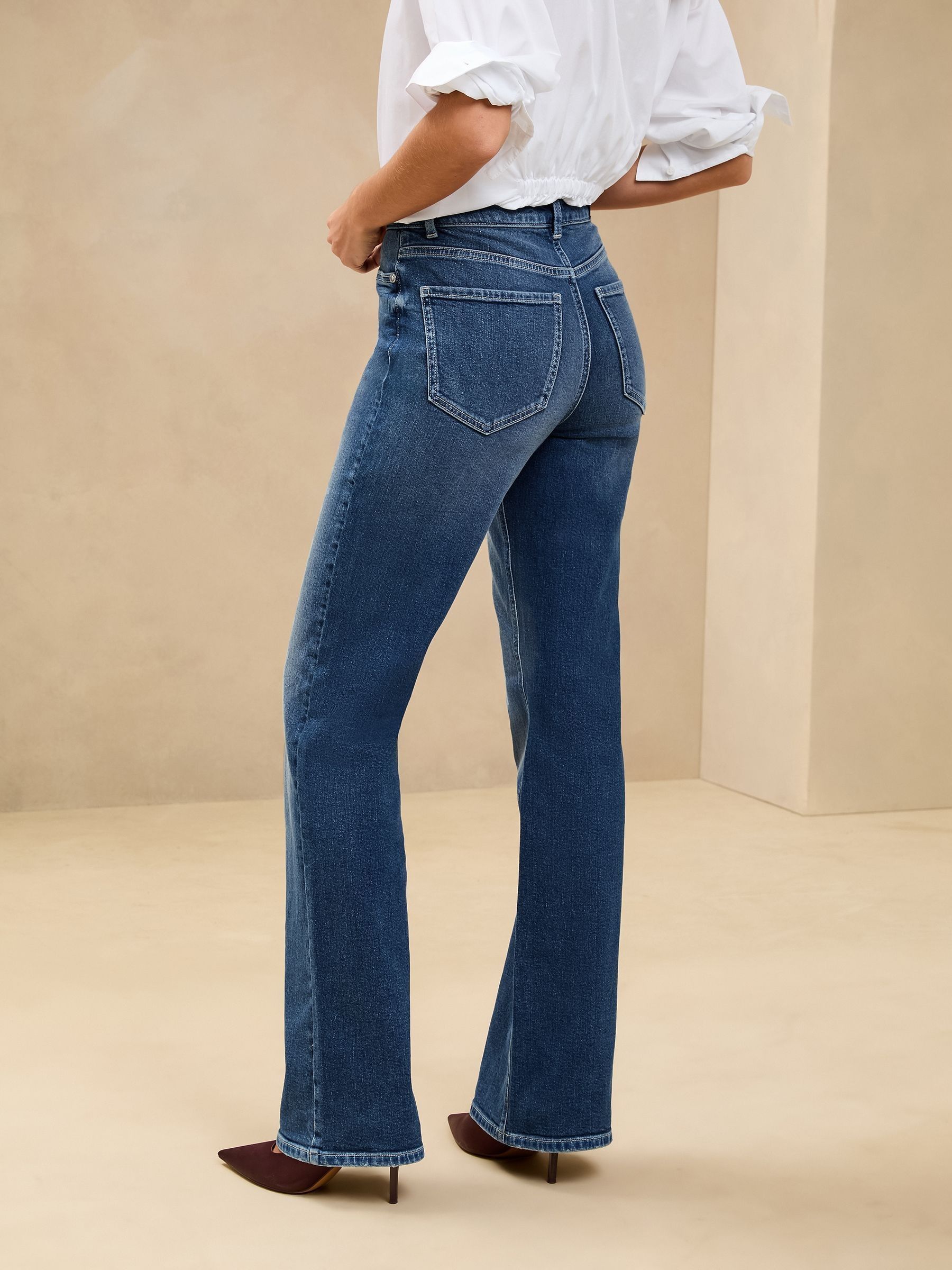 Buy Lipsy Mid Wash Blue Slim High Waist Flare Jeans from the Next UK ...