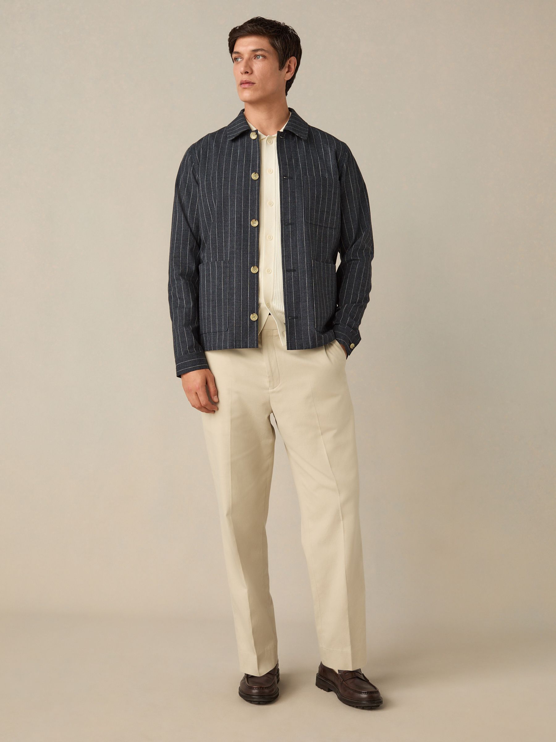 Buy Navy Regular Fit Striped Shacket from the Next UK online shop