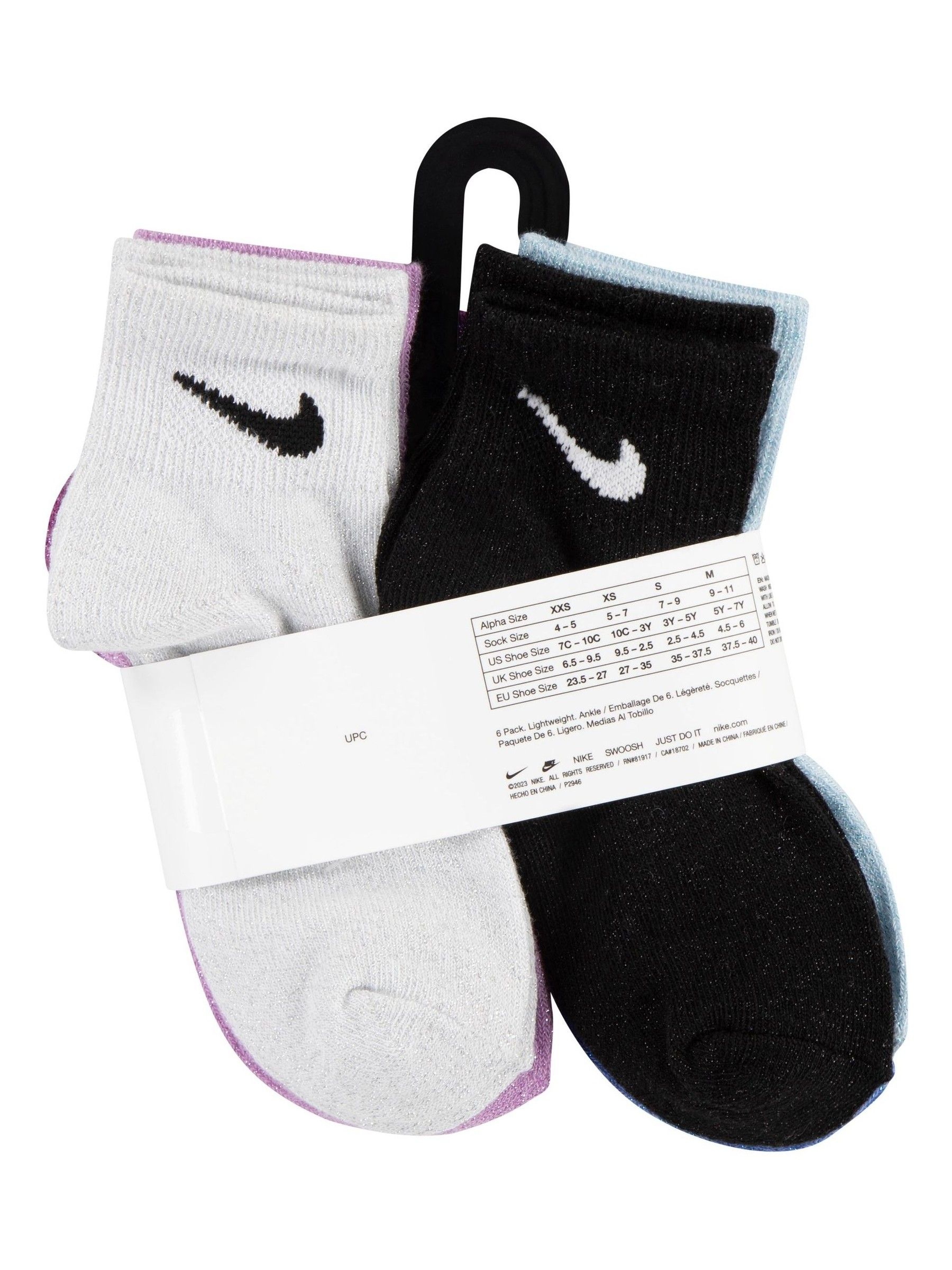 Buy Nike Blue Pulse Metallic Ankle Socks 6 Pack from the Next UK online ...