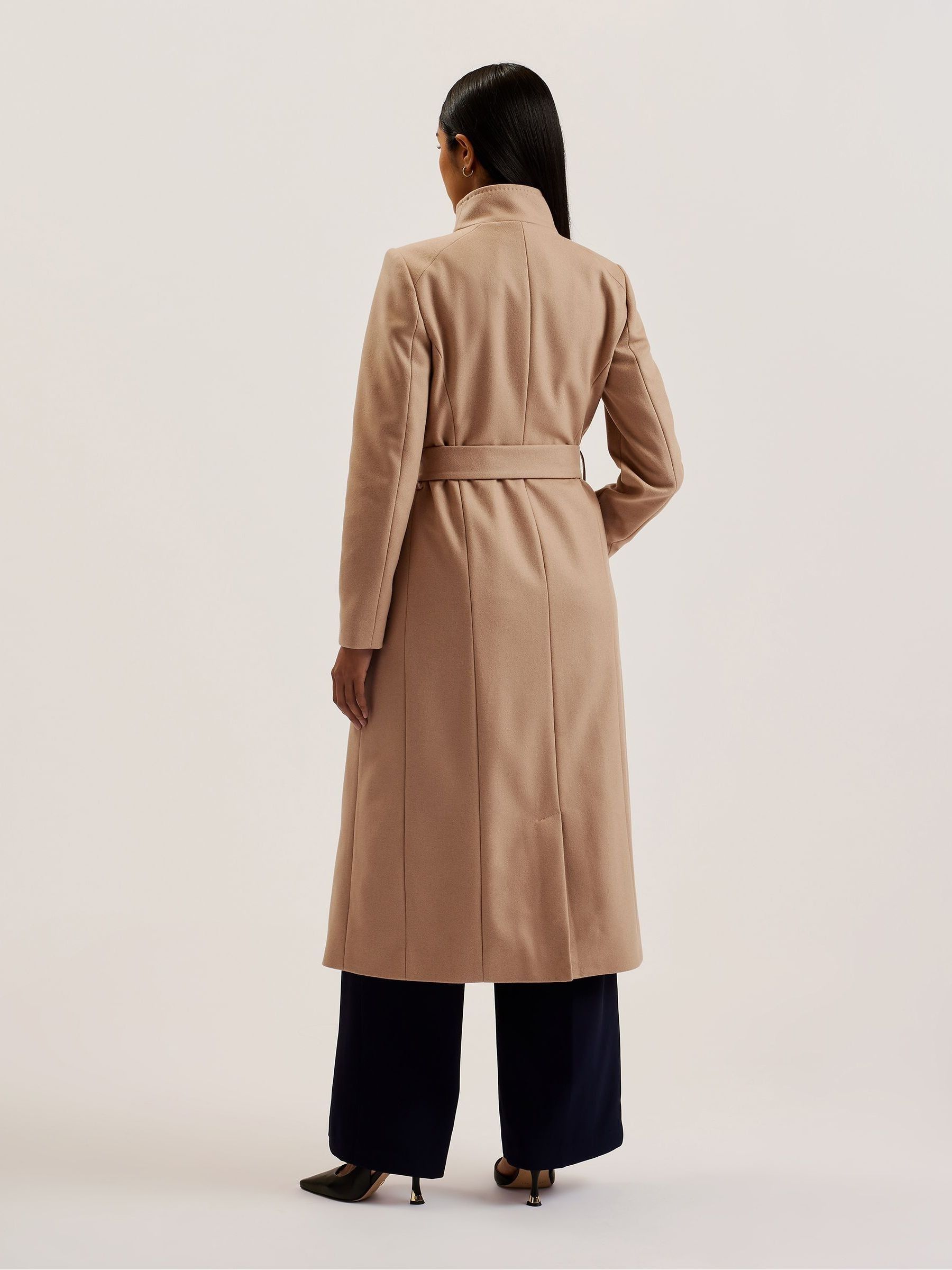 Buy Ted Baker Brown Rosell Long Length Wool Wrap Coat from the Next UK online shop