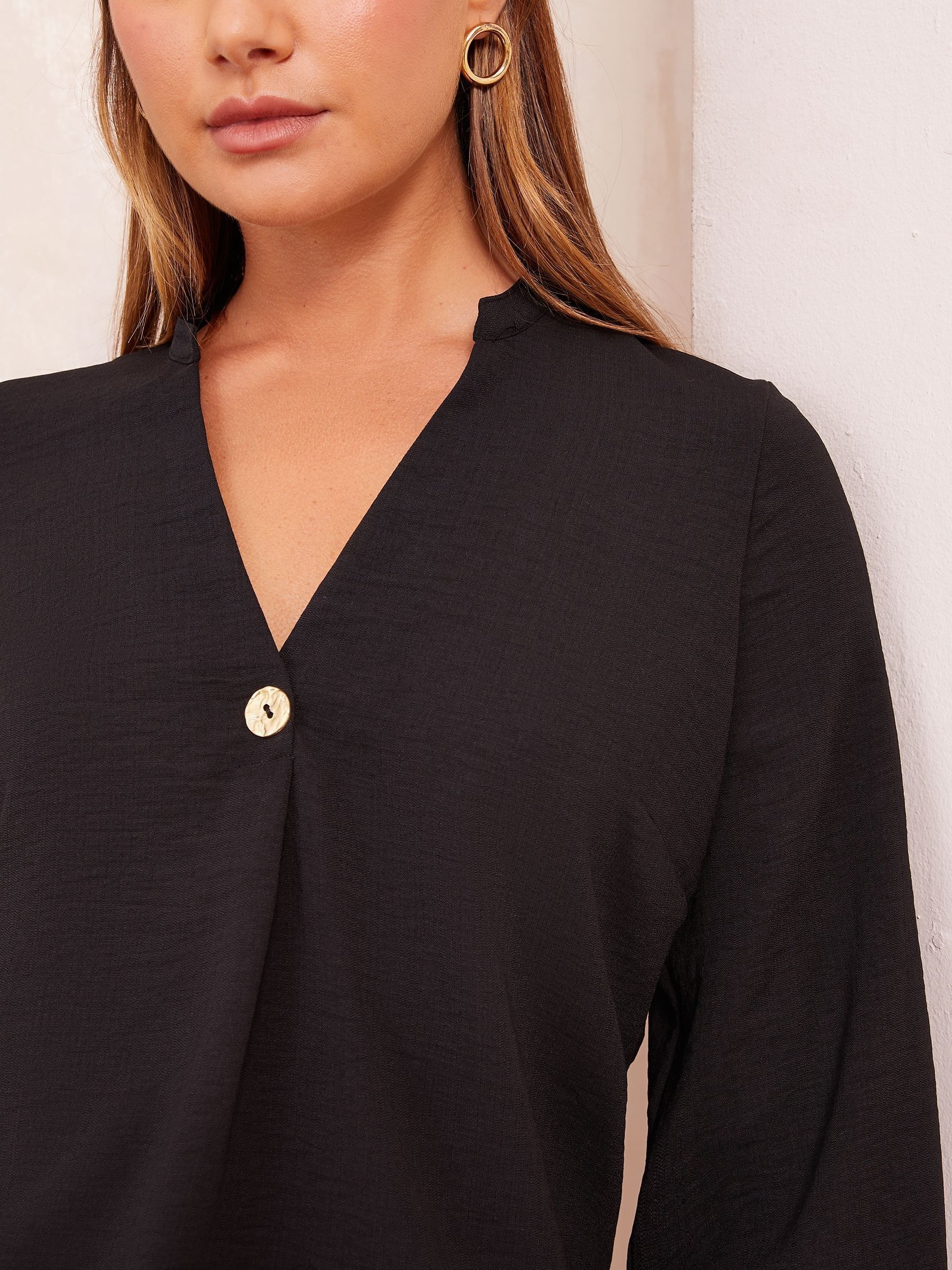 Buy Friends Like These Black V-Neck Long Sleeve Button Blouse from the ...