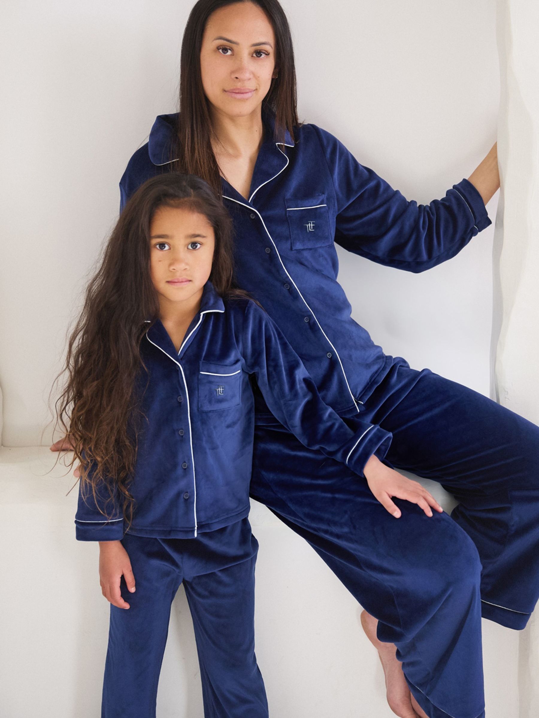 Buy The Little Tailor Blue Luxury Soft Touch Velour Pyjamas from the ...