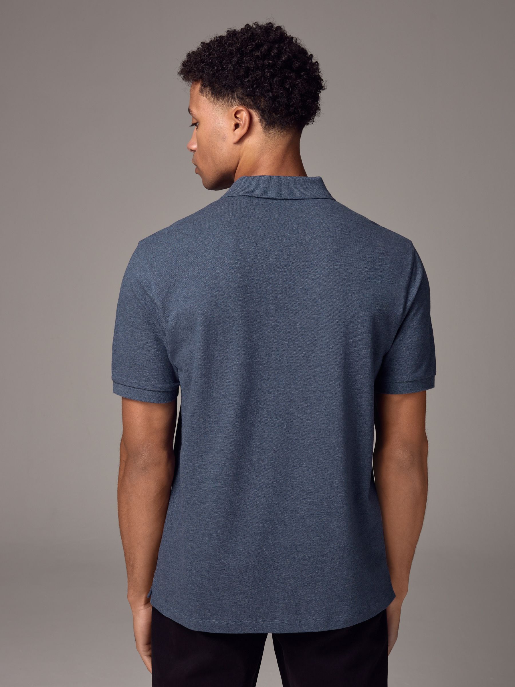 Buy Denim Marl Regular Fit Short Sleeve Pique Polo Shirt from Next ...