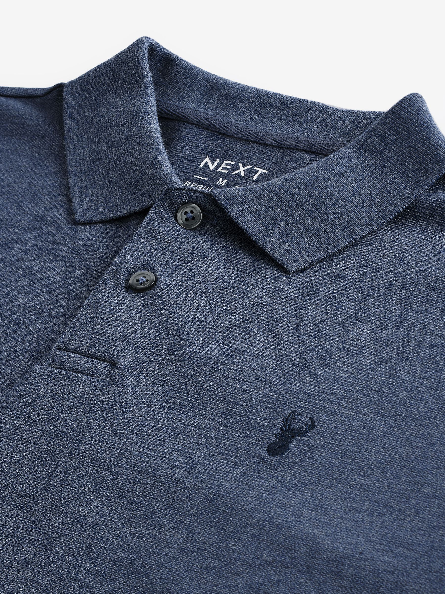 Buy Denim Marl Regular Fit Short Sleeve Pique Polo Shirt from the Next UK online shop