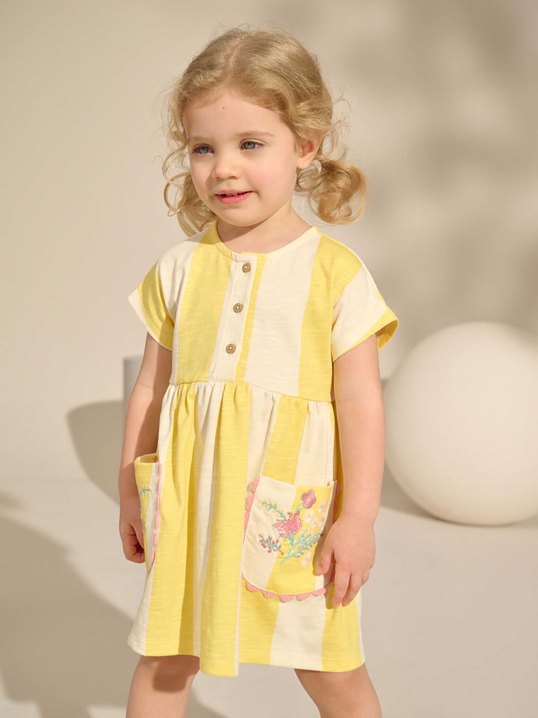 Buy Yellow Stripe Jersey Summer Dress (3mths-7yrs) from the Next UK ...