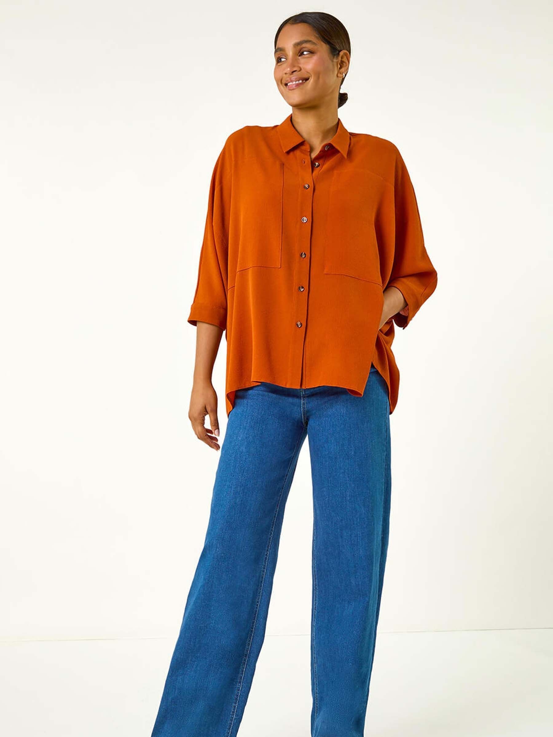 Buy Roman Orange Relaxed Smart Stretch Shirt from the Next UK online shop