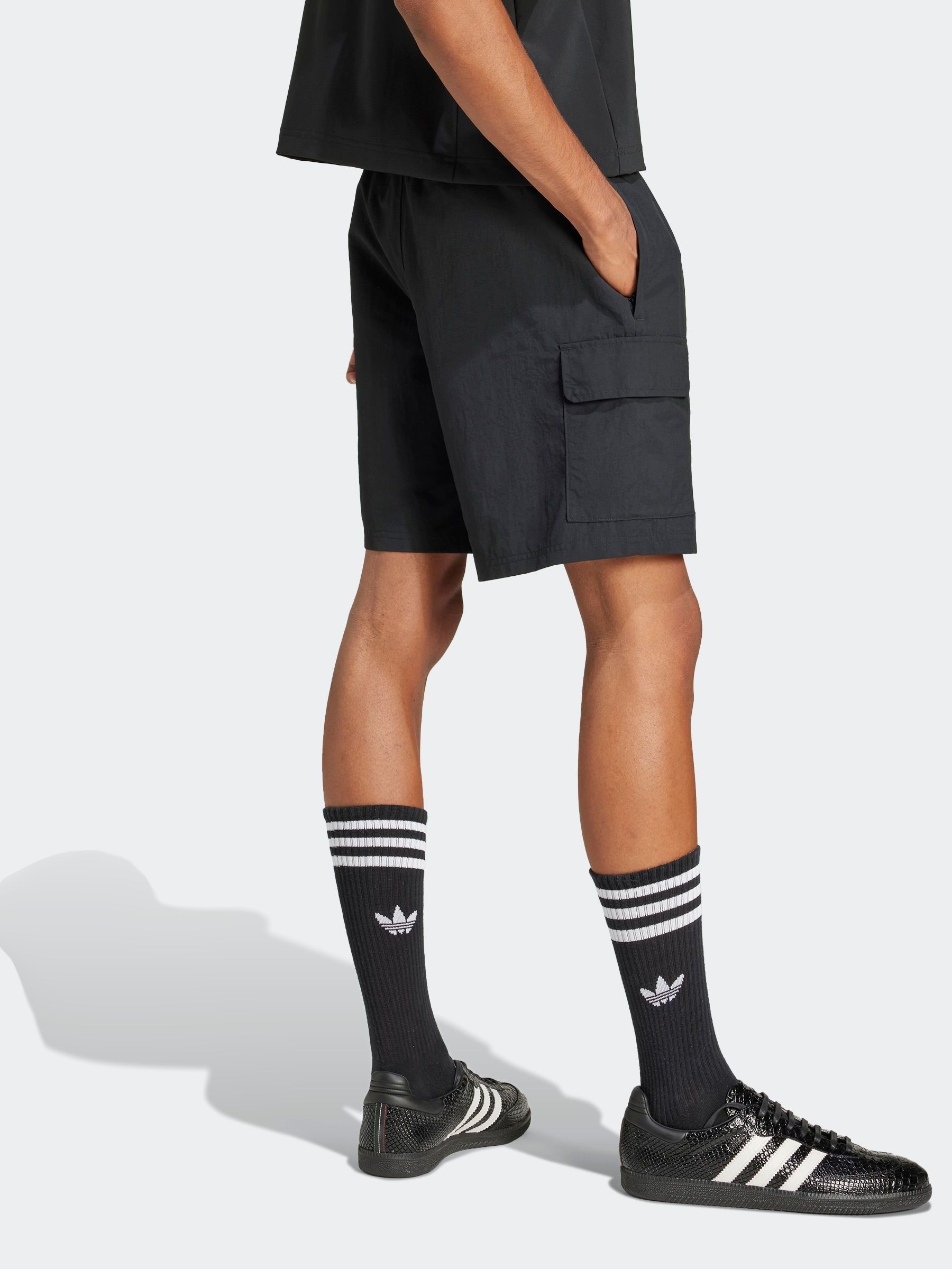 Buy adidas Originals Black Trefoil Essentials Woven Cargo Shorts from ...