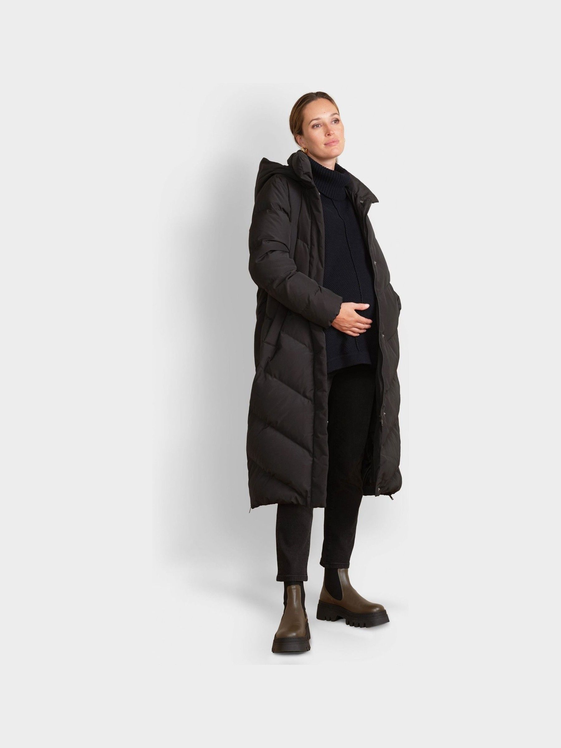 Buy Seraphine Black 3-In-1 Long Chevron Puffer Maternity Coat from the ...