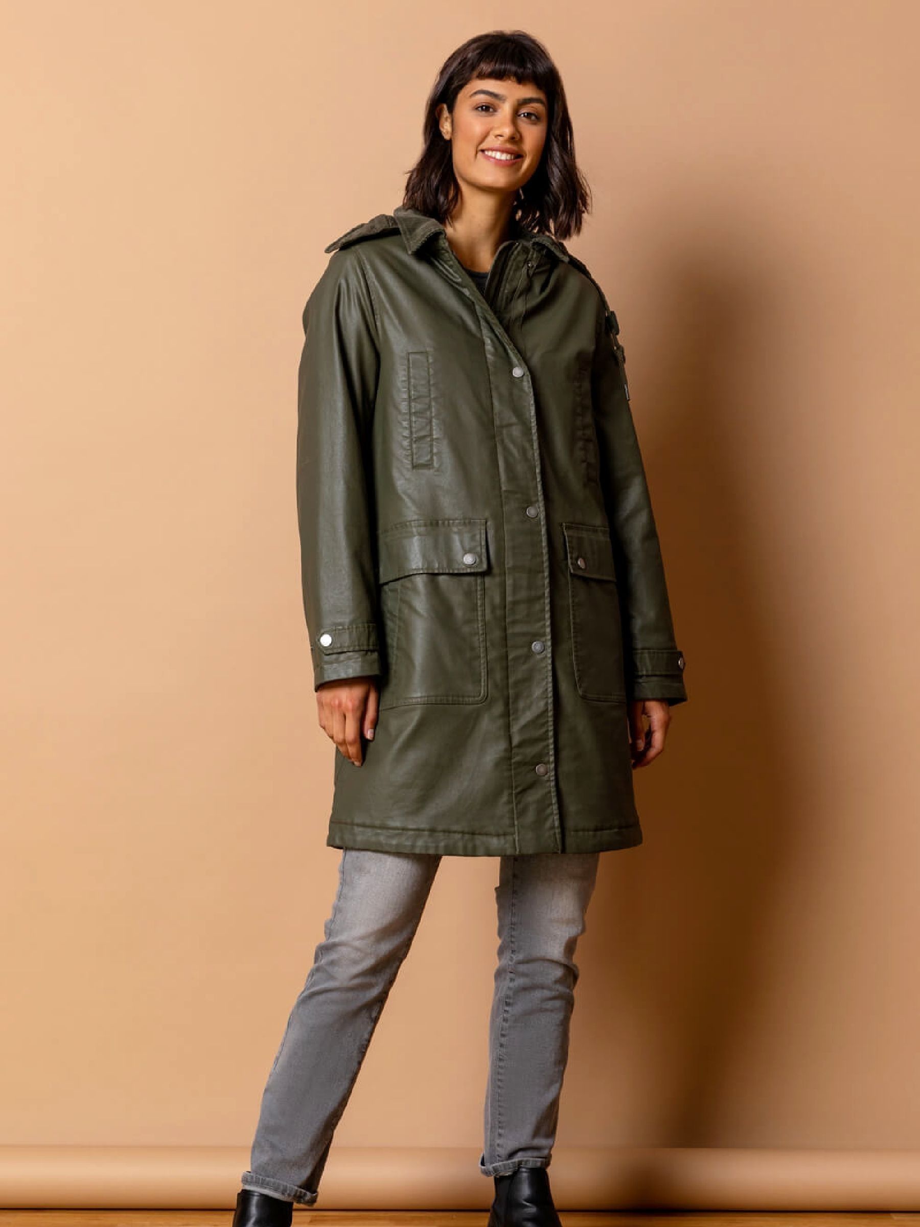 Buy Roman Green Waterproof Waxed Longline Hooded Coat from the Next UK ...