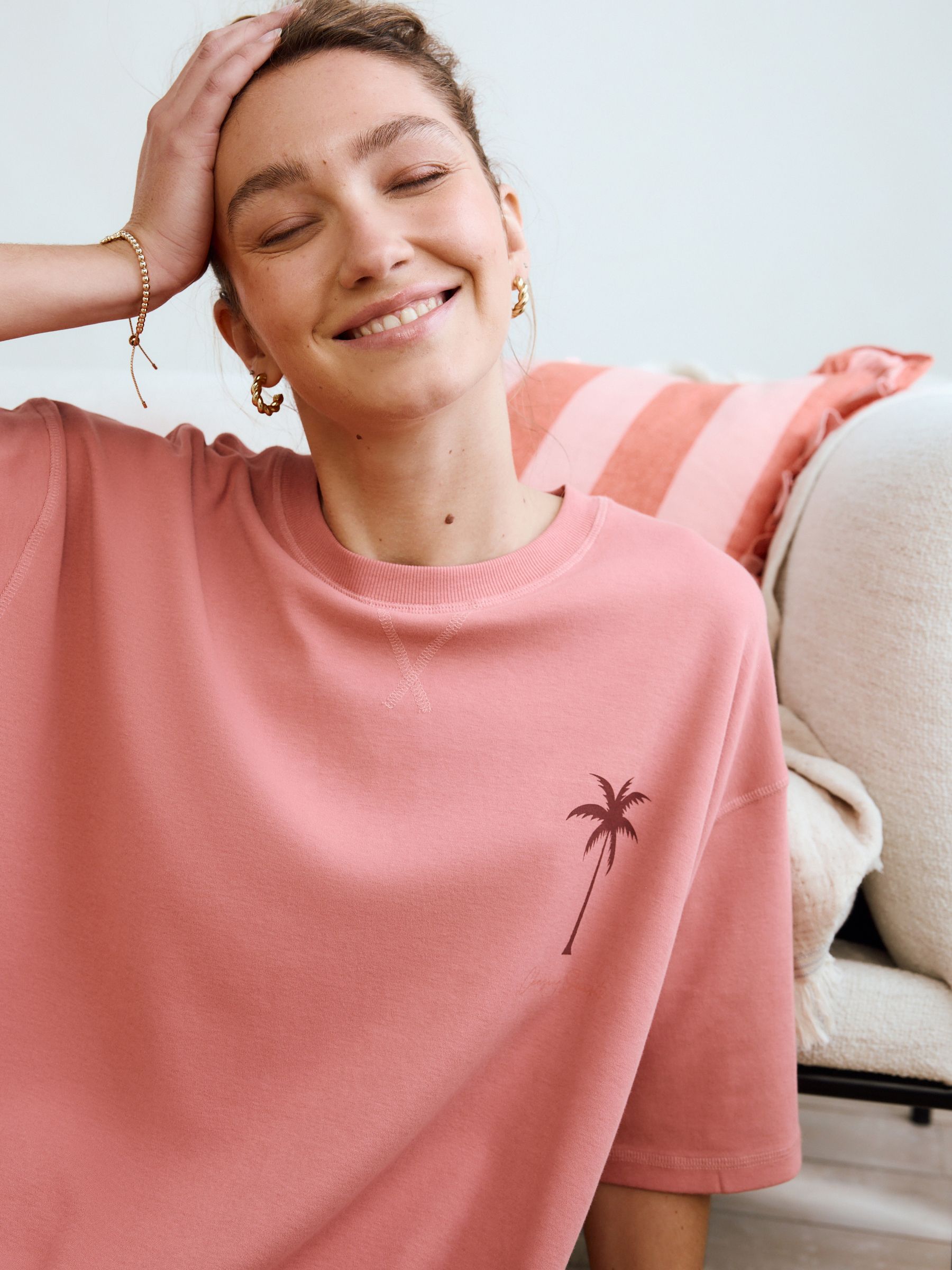 Buy Pink Sunset 100% Cotton Oversized Night T-Shirt from the Next UK ...