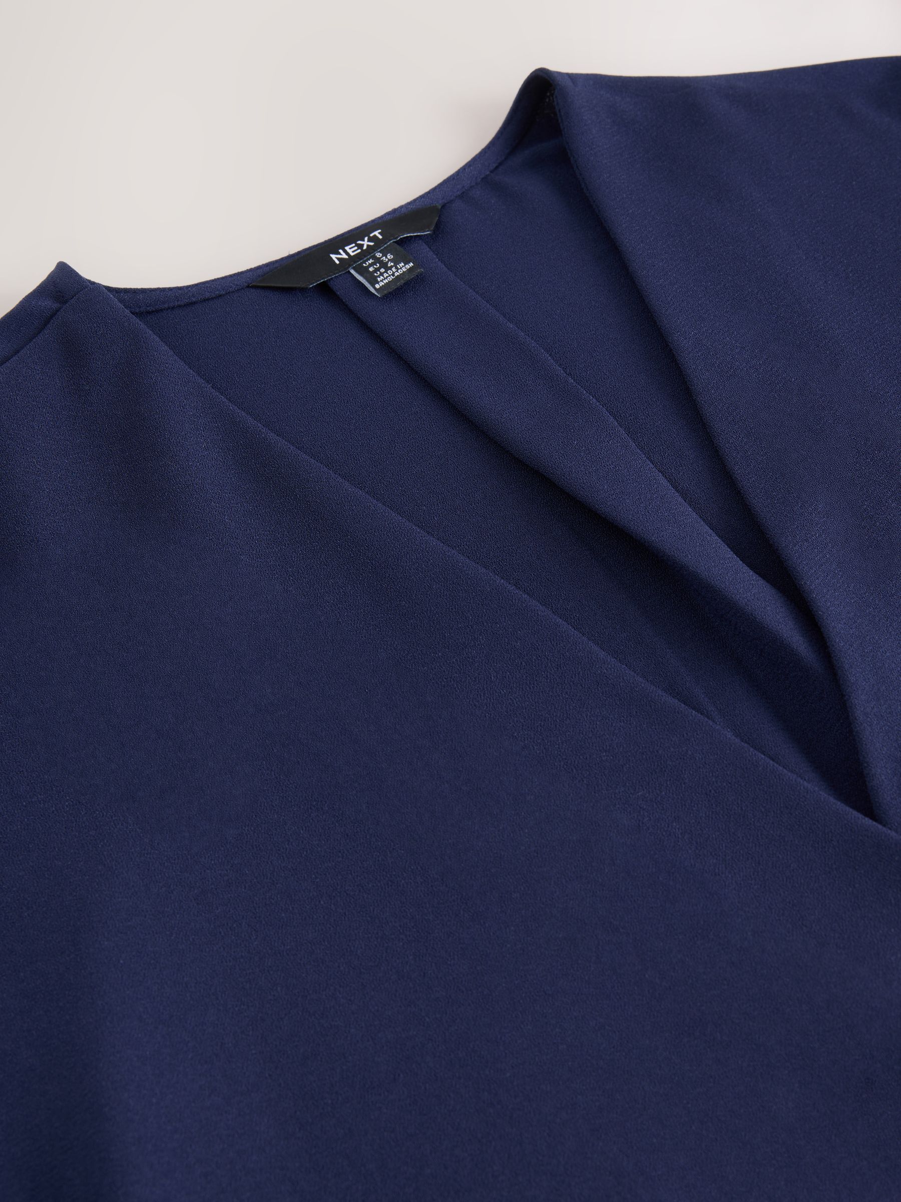 Buy Navy Blue Relaxed Fit Short Sleeve Overhead V-Neck Blouse from the ...