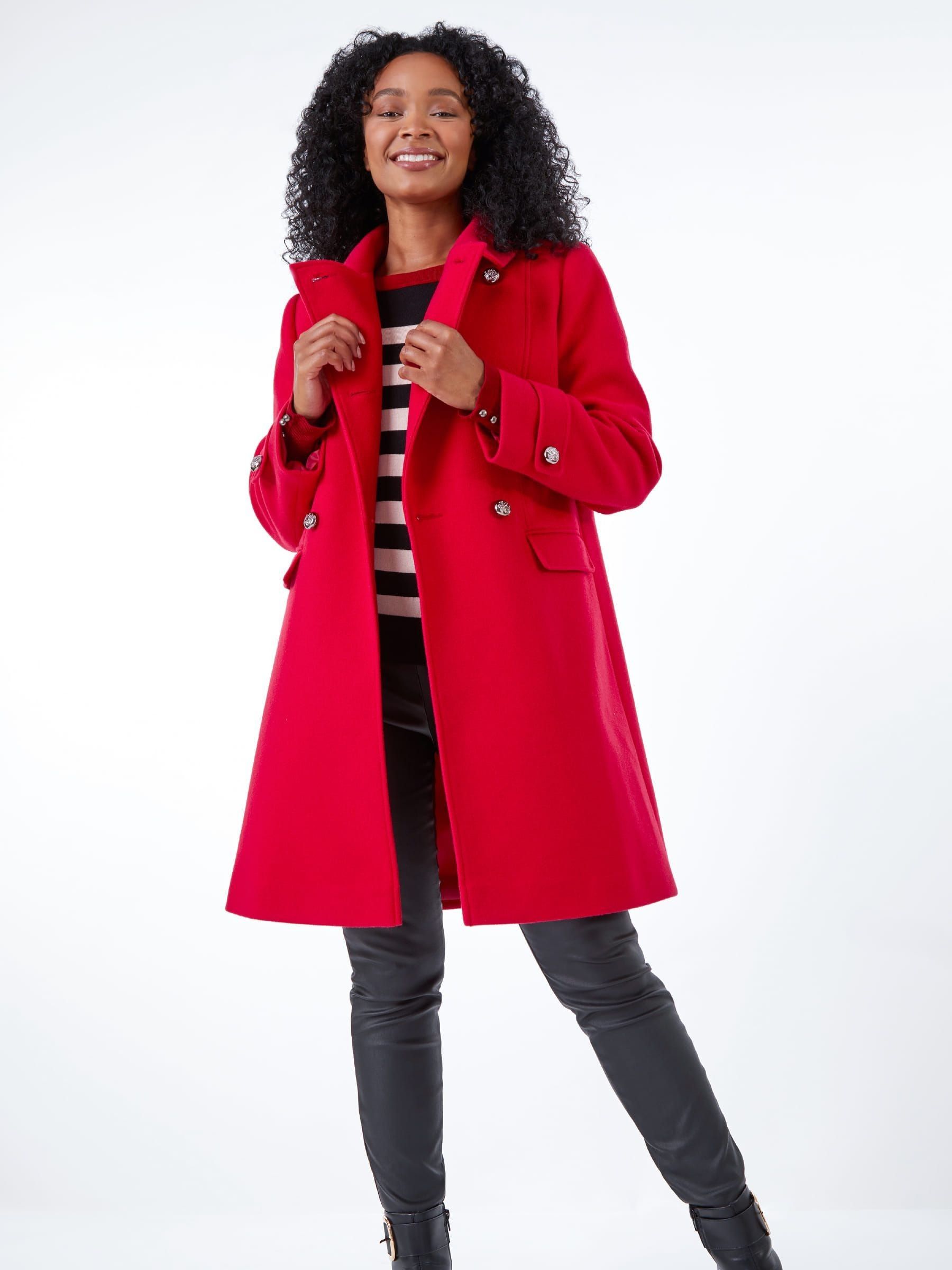 Buy Roman Red Petite Double Breasted Military Coat from the Next UK ...
