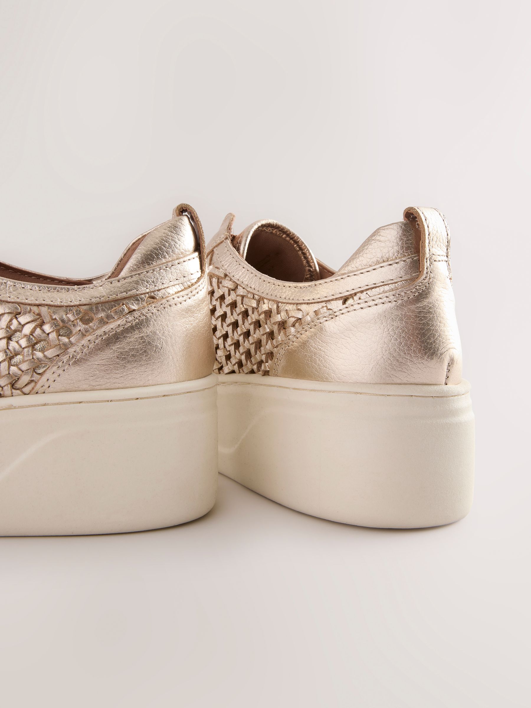 Buy Gold Slip On Signature Forever Comfort® Leather Chunky Wedge ...