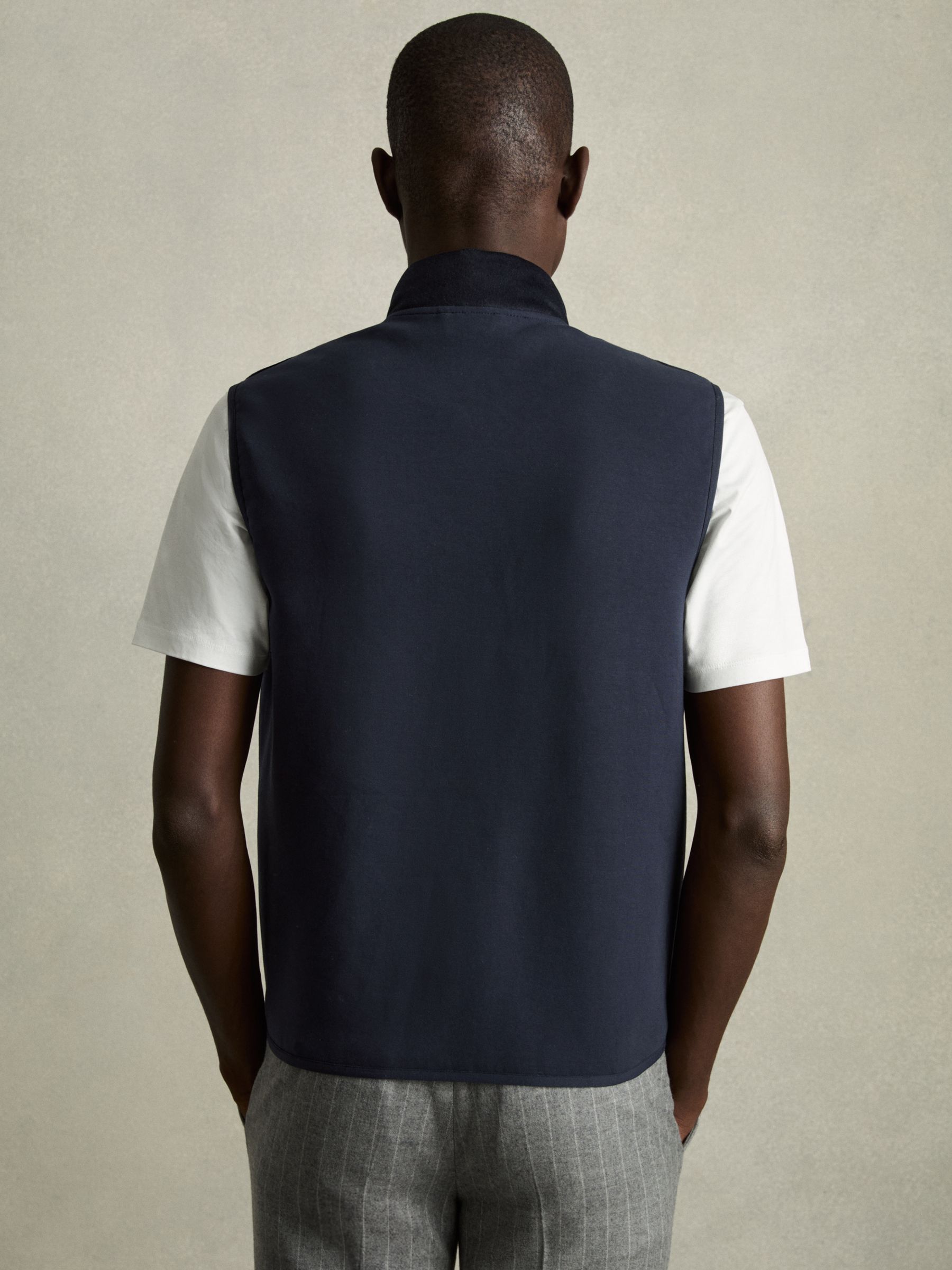 Buy Reiss Navy Field Brushed Jersey Quilted Gilet from the Next UK ...