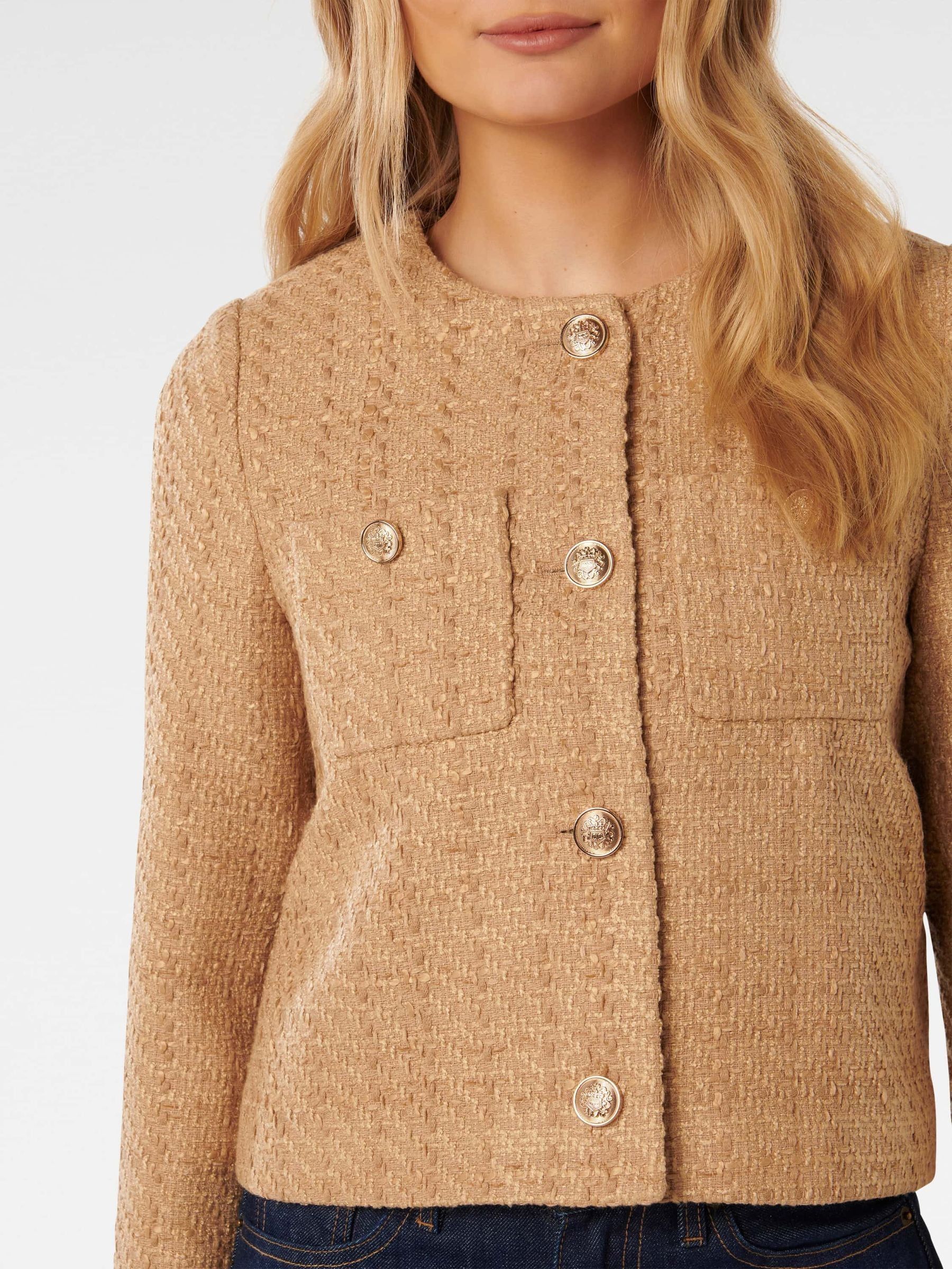 Buy Forever New Brown Chrissy Crop Boucle Jacket from the Next UK ...