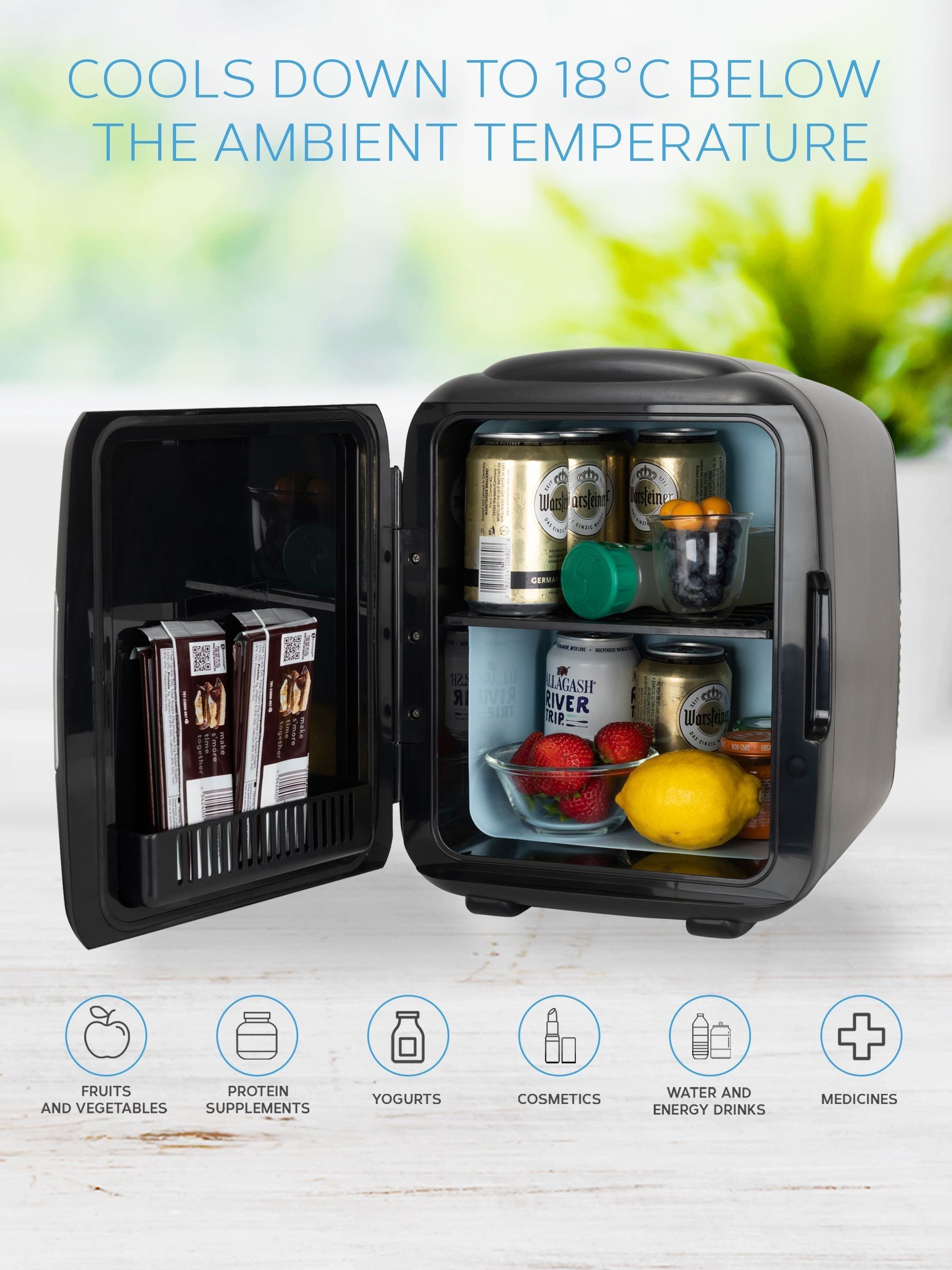 Buy MONCOOK Black Glass Door Mini Fridge Cooling and Warming Functio ...